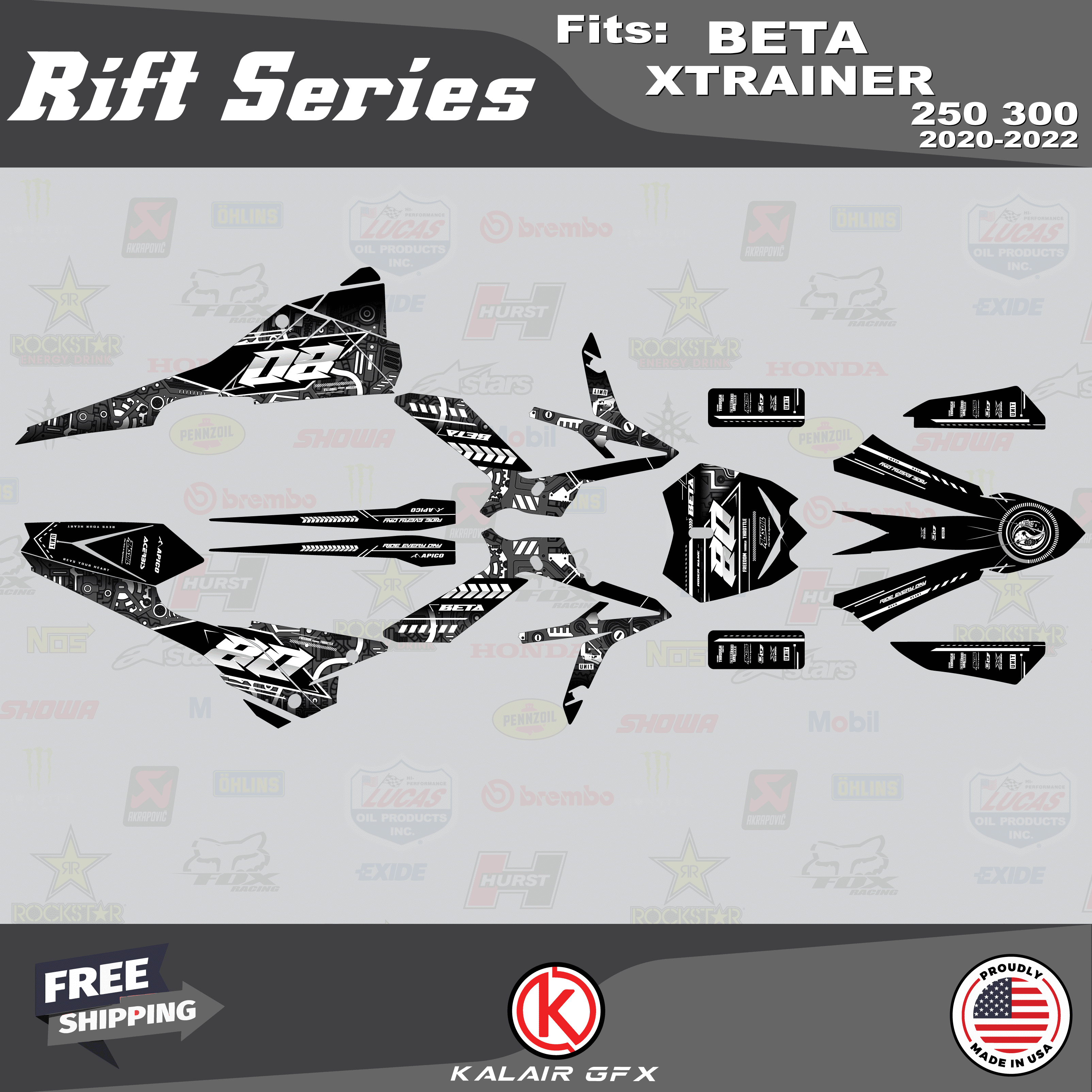Kalair GFX Graphics Kit for Beta XTRAINER 250 and 300 (2020-2022) Rift ...