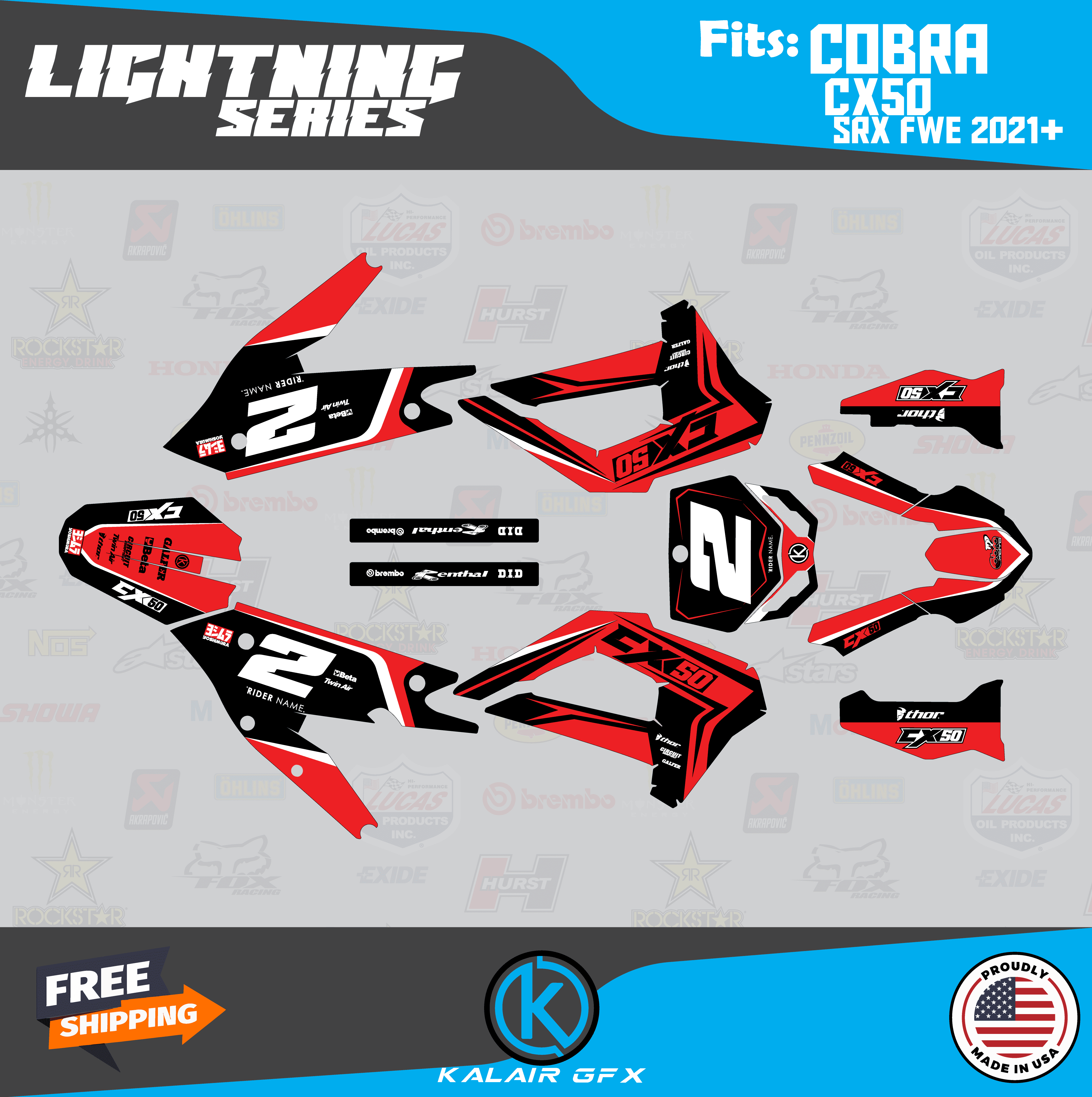 Kalair GFX Graphics Kit for Cobra CX50 SRX FWE (2021) Lightning Series ...