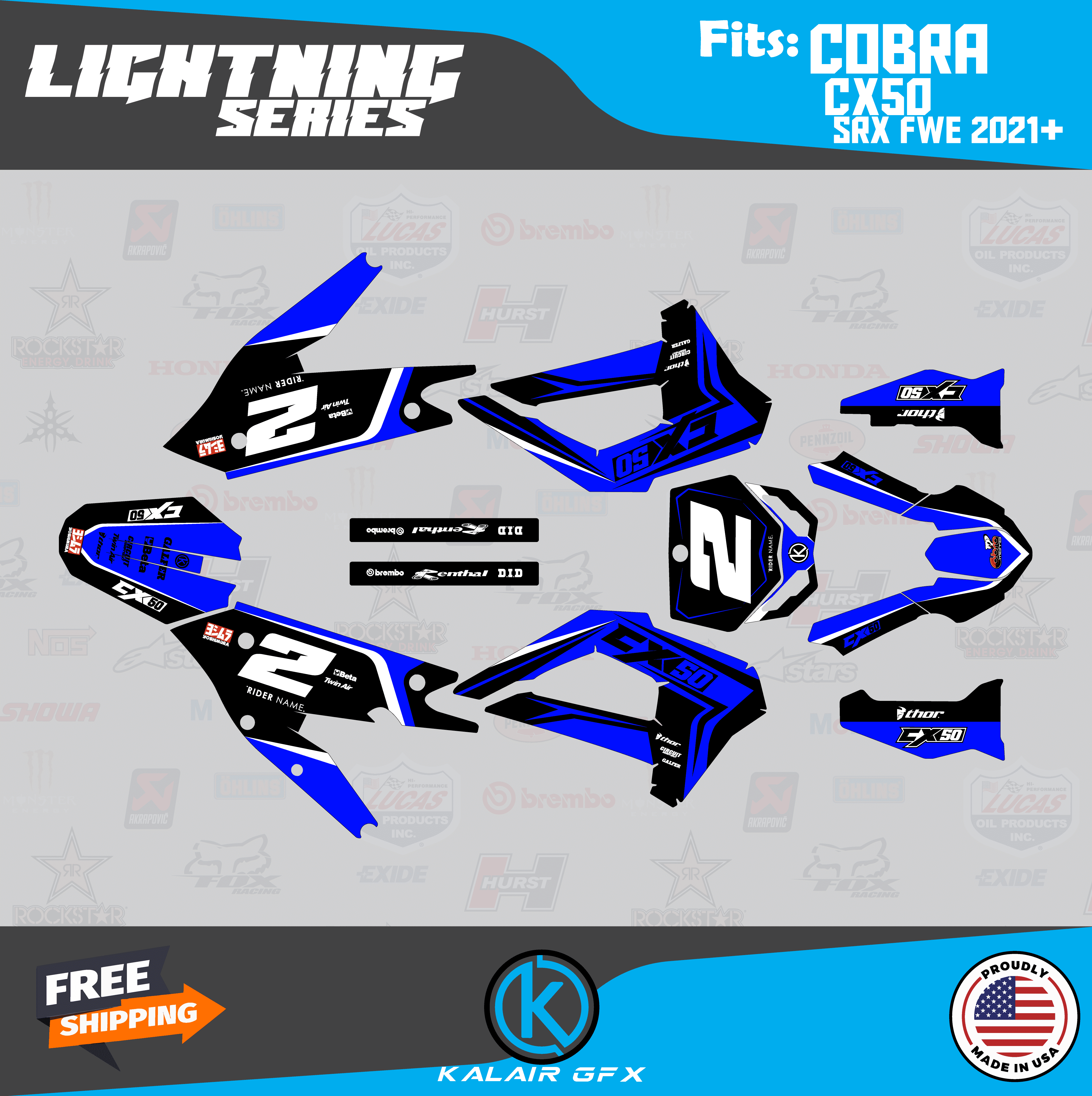 Kalair GFX Graphics Kit for Cobra CX50 SRX FWE (2021) Lightning Series ...