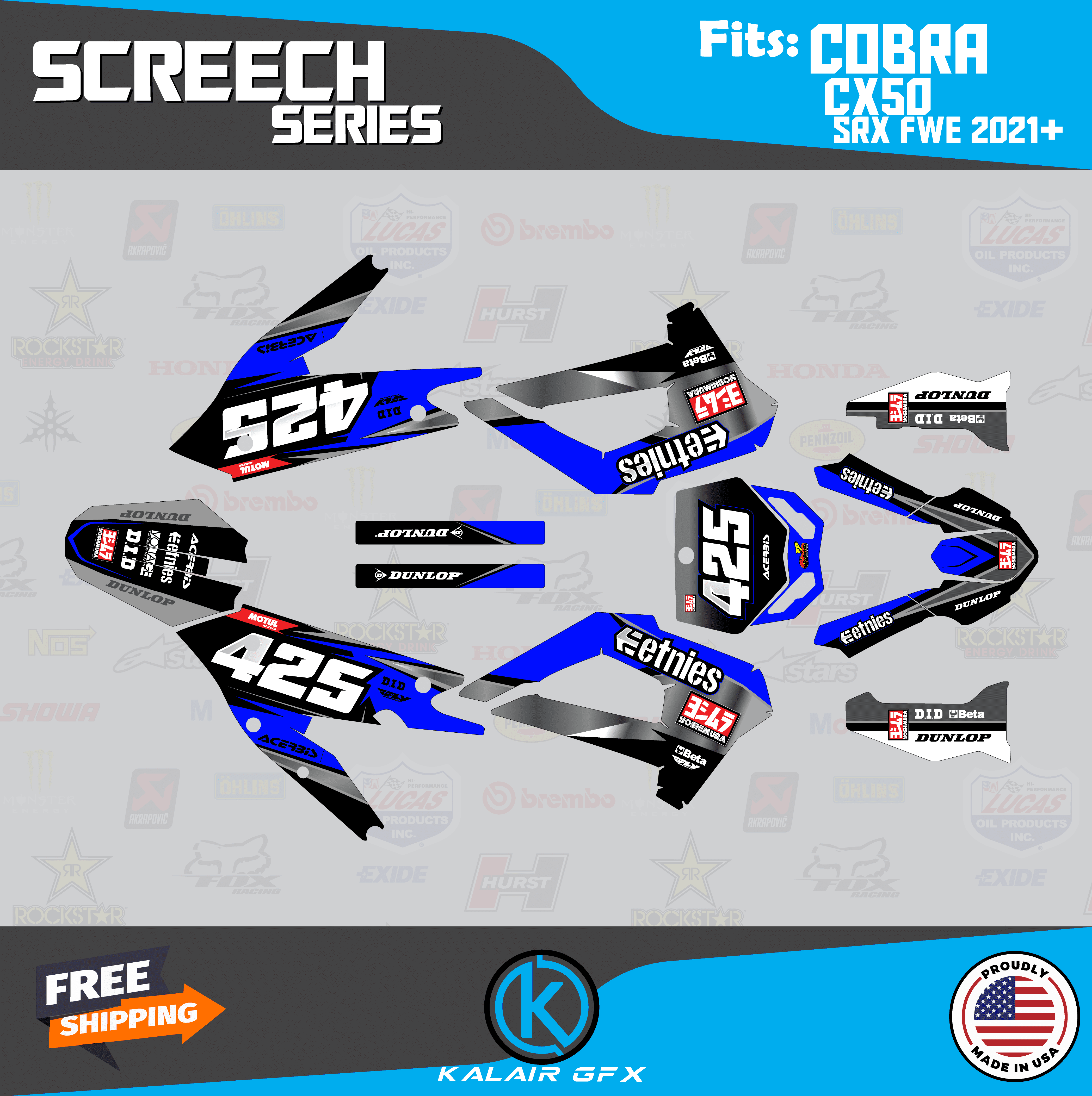 Kalair GFX Graphics Kit for Cobra CX50 SRX FWE (2021) Screech Series ...