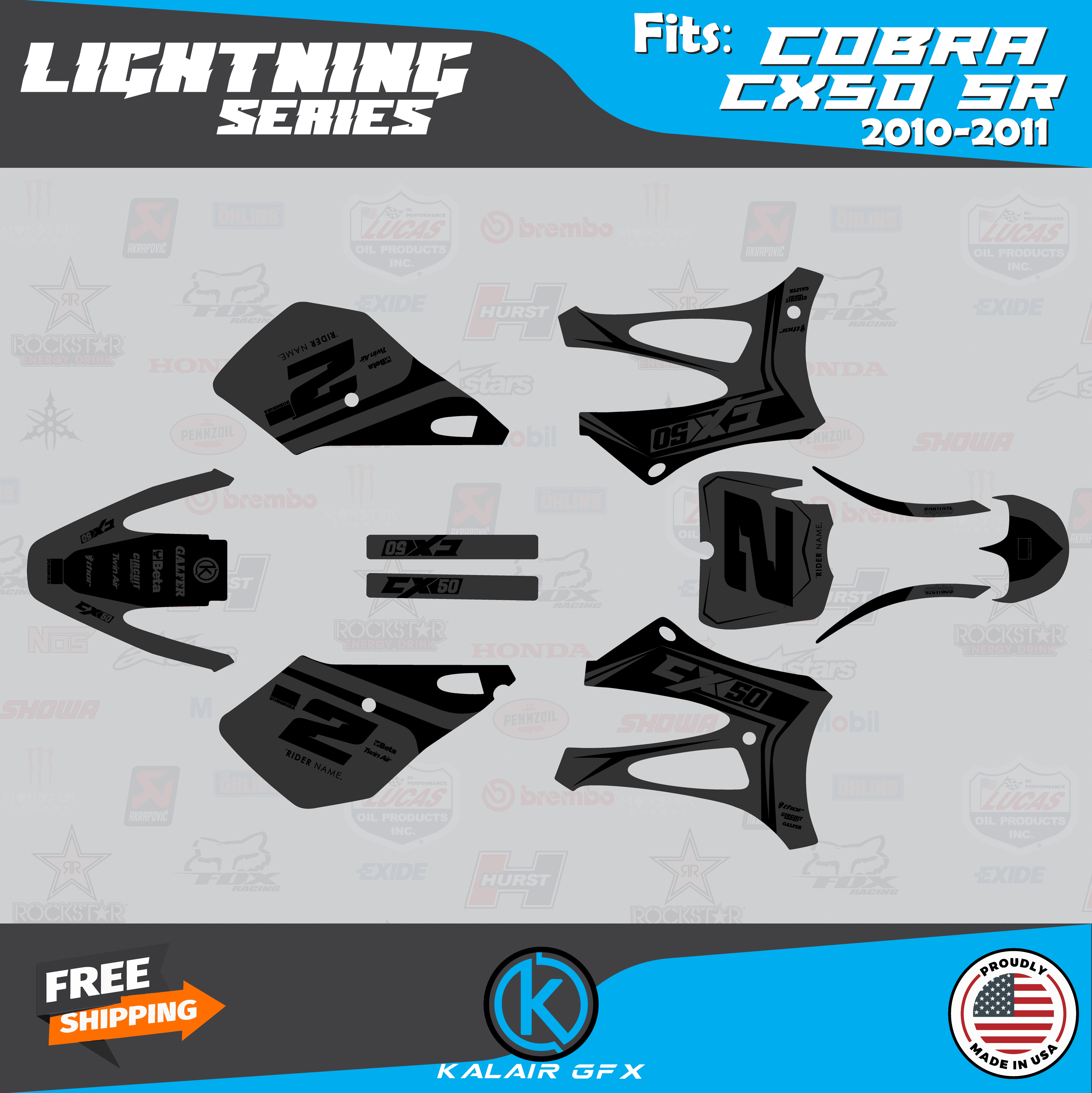 Kalair GFX Graphics Kit for Cobra CX50SR (2010-2011) Lightning Series ...