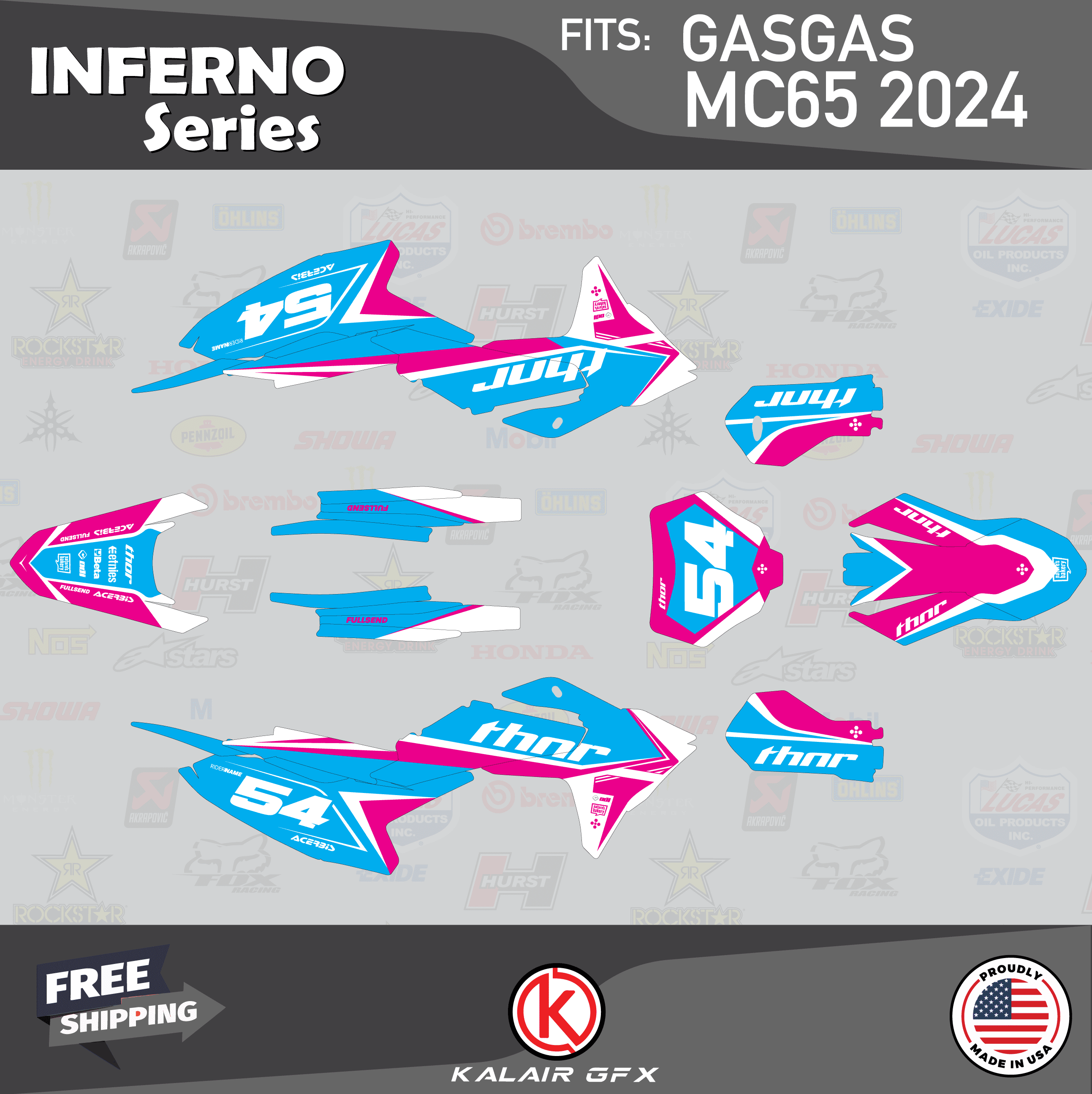 Kalair GFX Graphics Kit for Gasgas 2-STROKE MC65 (2024) Inferno Series ...