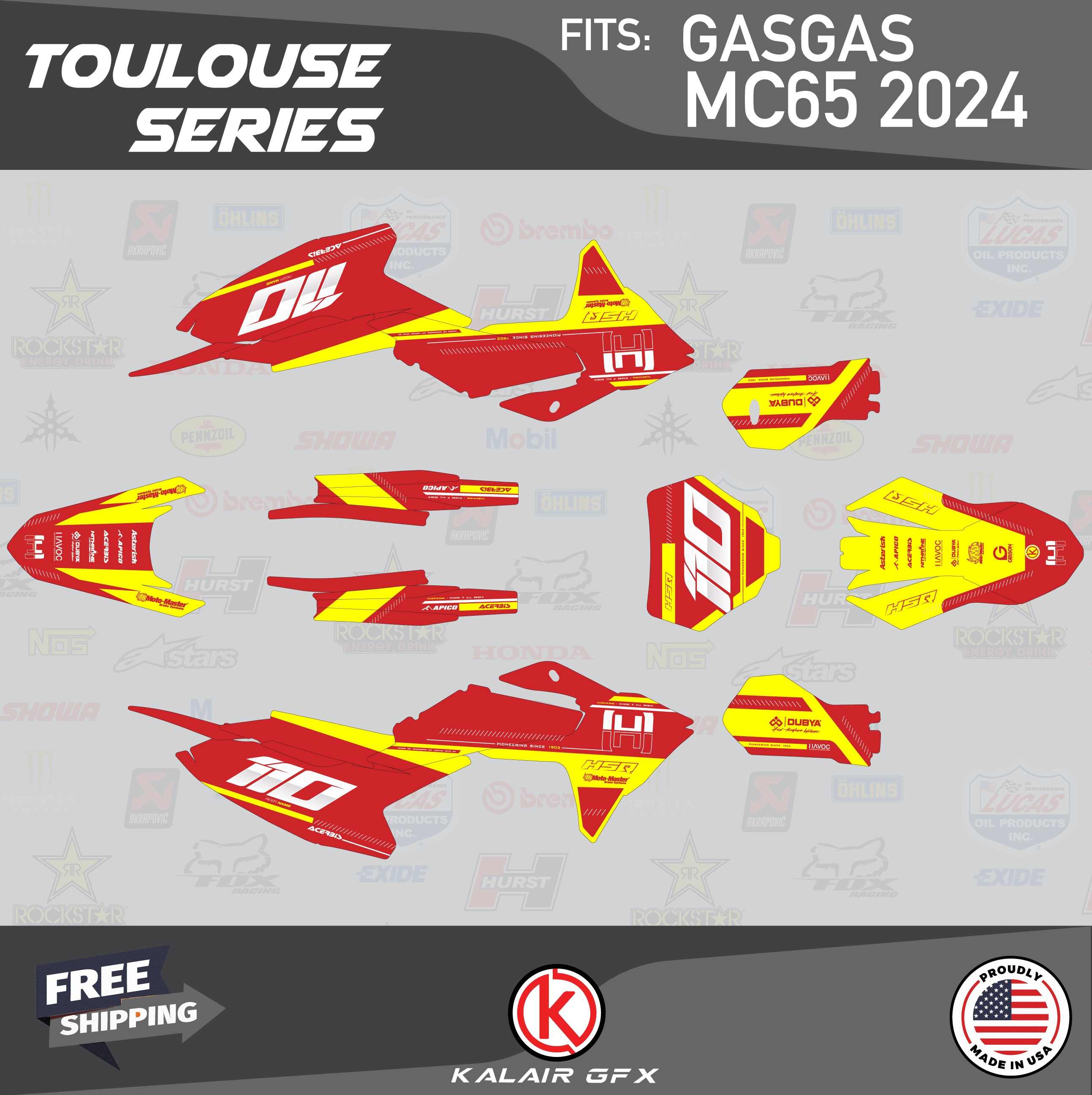 Kalair GFX Graphics Kit for Gasgas 2-STROKE MC65 (2024) Toulouse Series ...