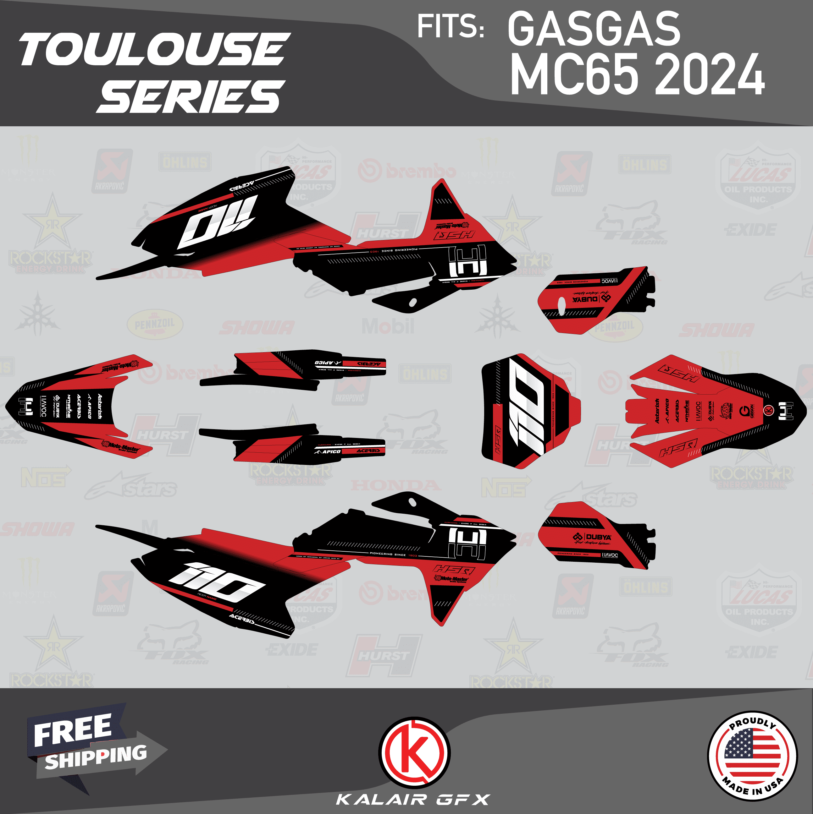 Kalair GFX Graphics Kit for Gasgas 2-STROKE MC65 (2024) Toulouse Series ...