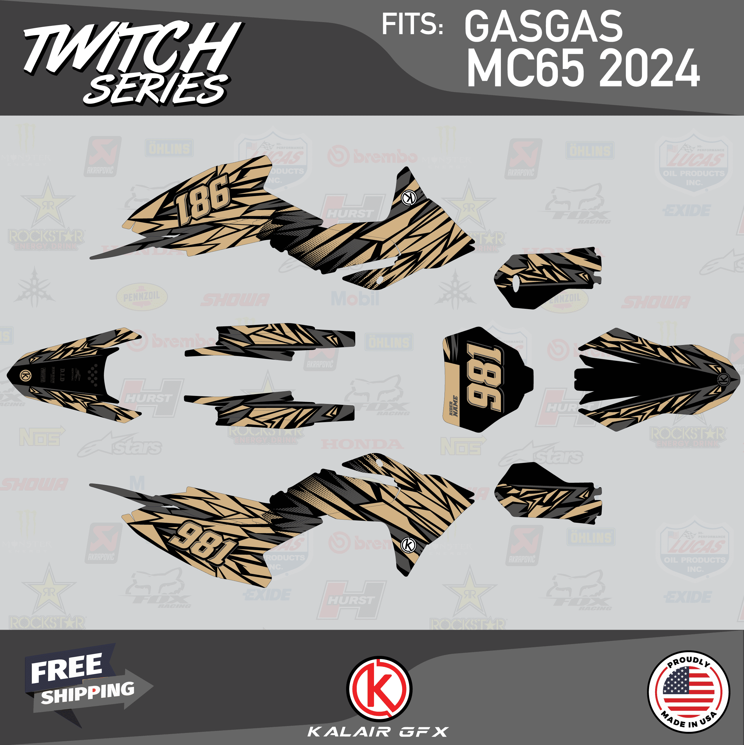 Kalair GFX Graphics Kit for Gasgas 2-STROKE MC65 (2024) Twitch Series ...