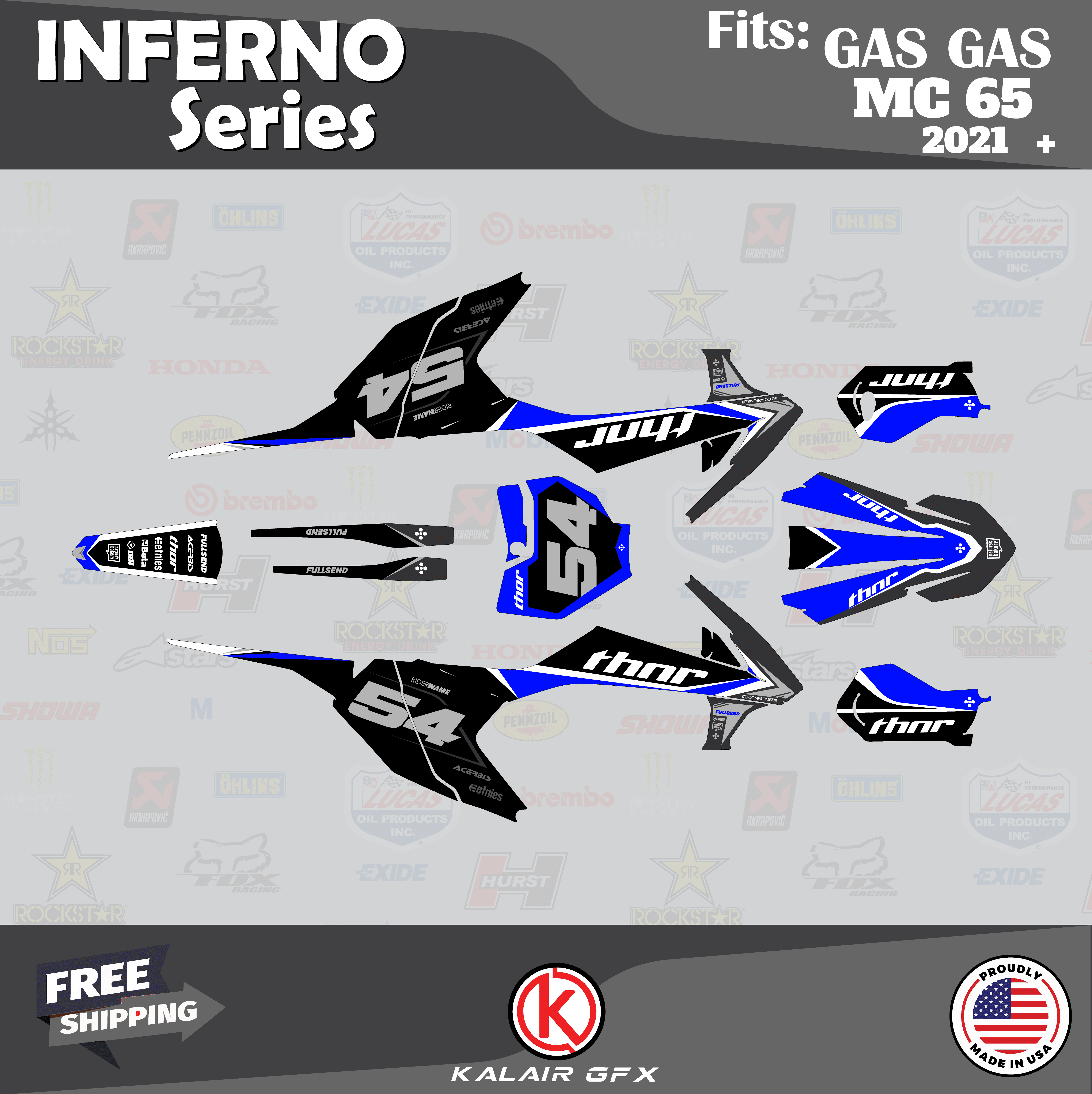 Kalair GFX Graphics Kit for Gasgas MC65 (2021-2023) Inferno Series ...