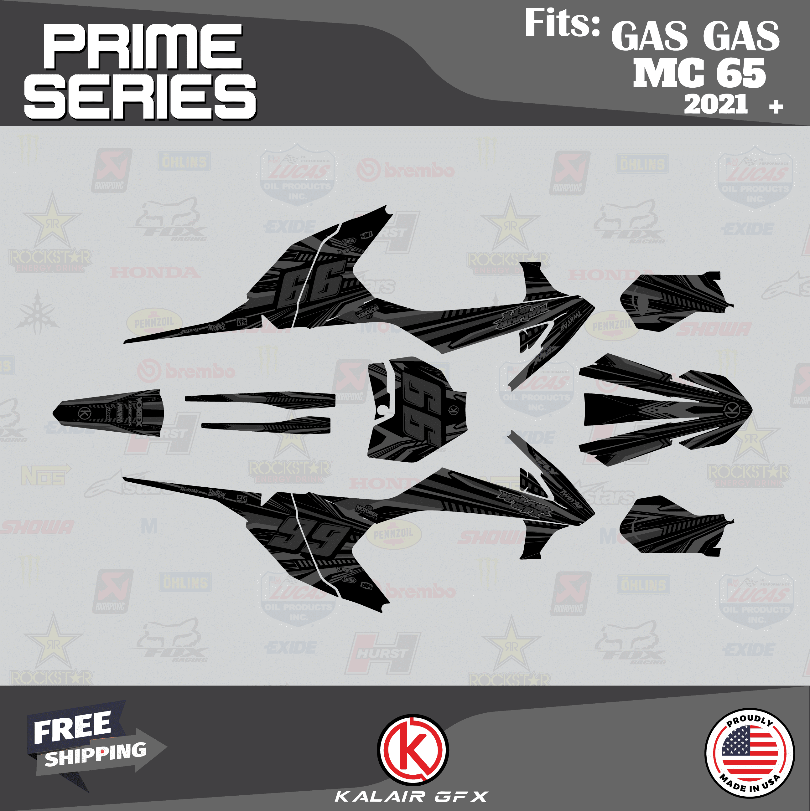 Kalair GFX Graphics Kit for Gasgas MC65 (2021-2023) Prime Series ...