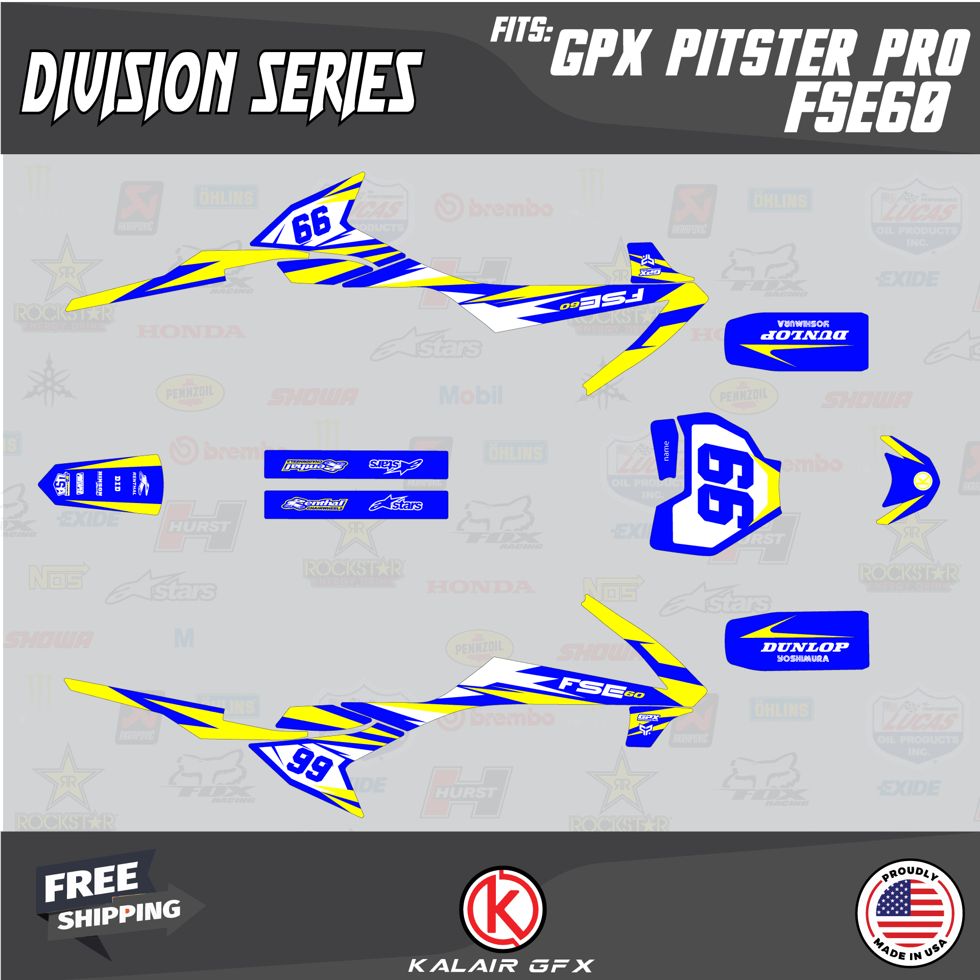 Kalair GFX Graphics Kit for Gpx PITSTER PRO FSE60 (All Years) Division ...