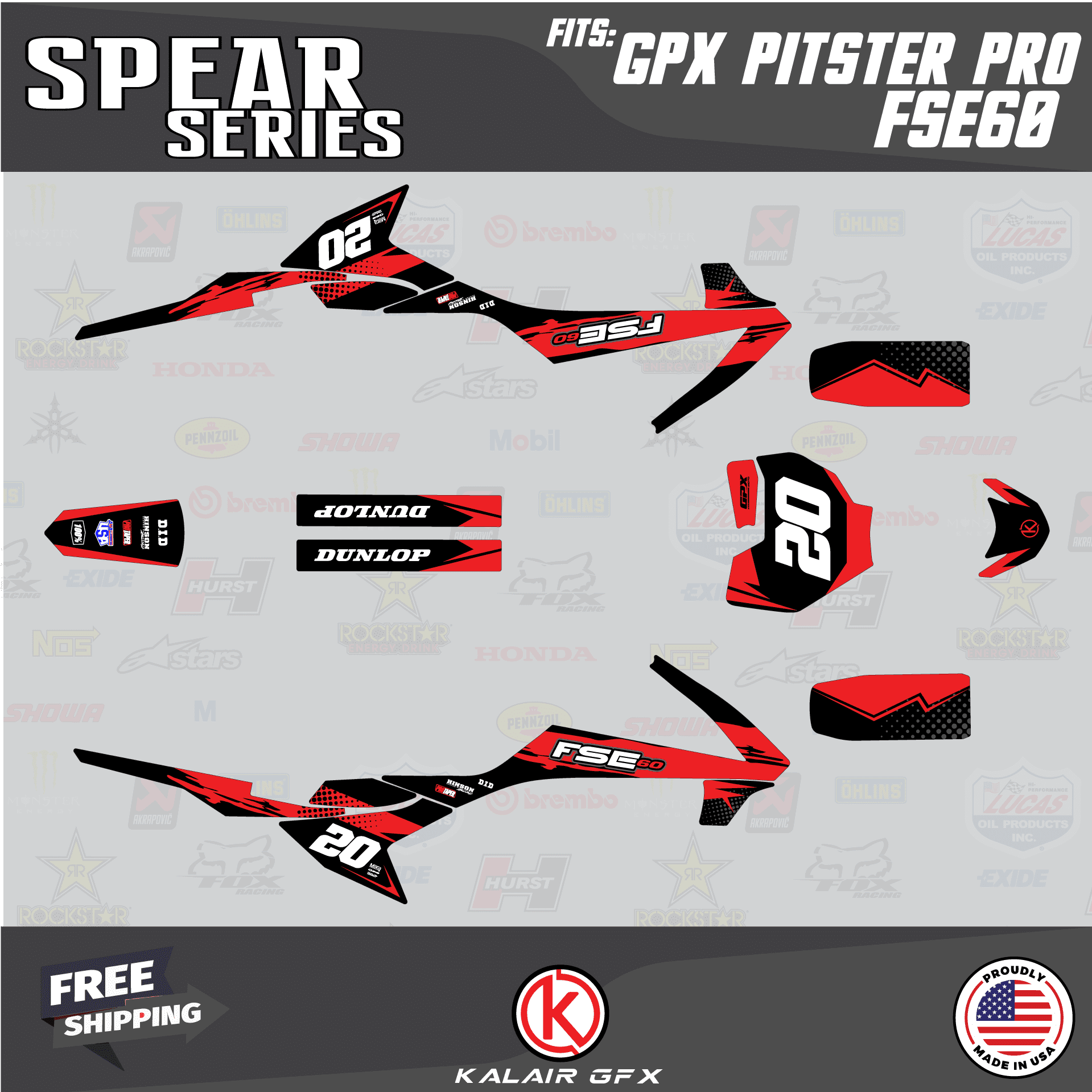 Kalair GFX Graphics Kit for Gpx PITSTER PRO FSE60 (All Years) Spear ...