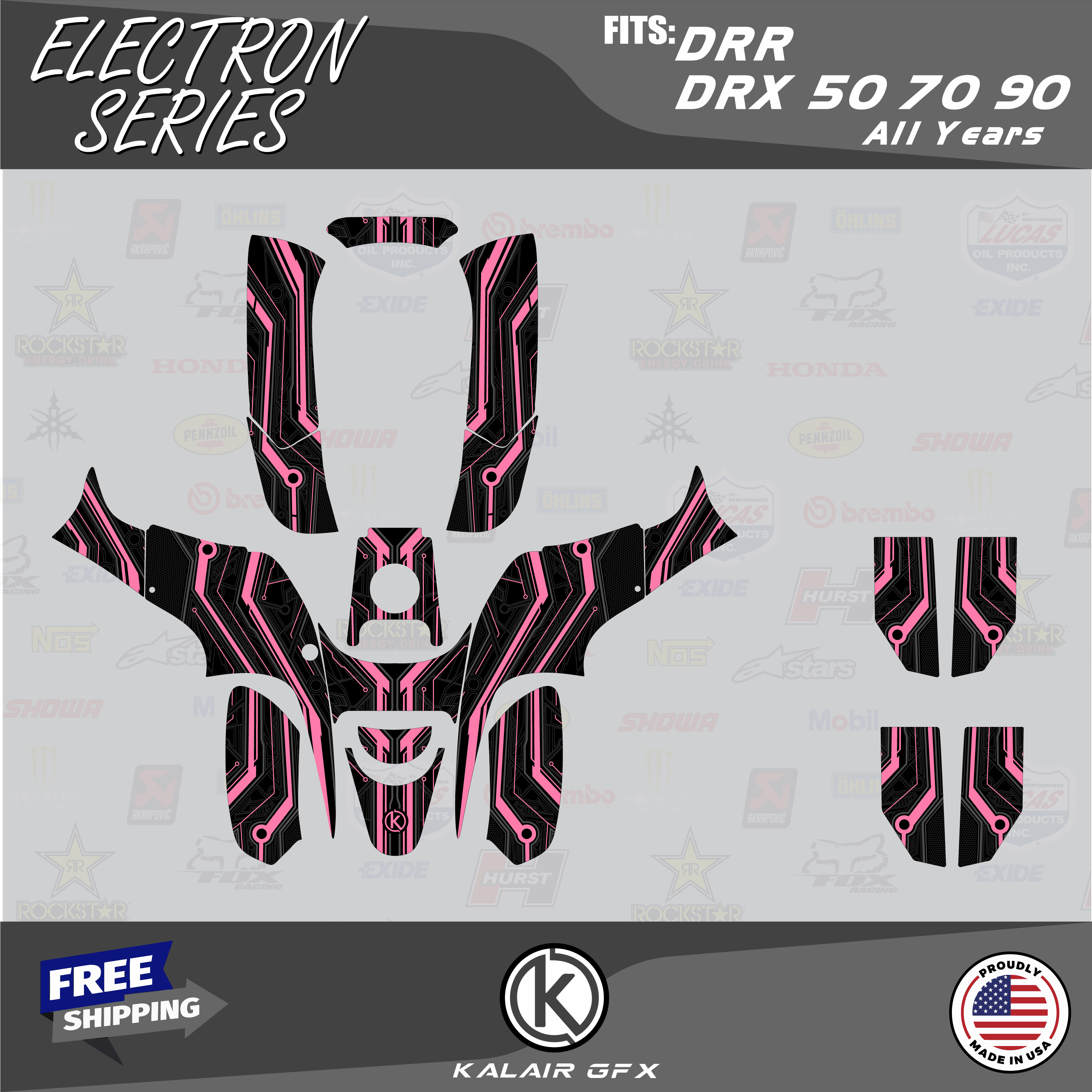 Kalair GFX Graphics Kit for Honda ATV DRR DRX50 DRX70 DRX90 (All Years ...