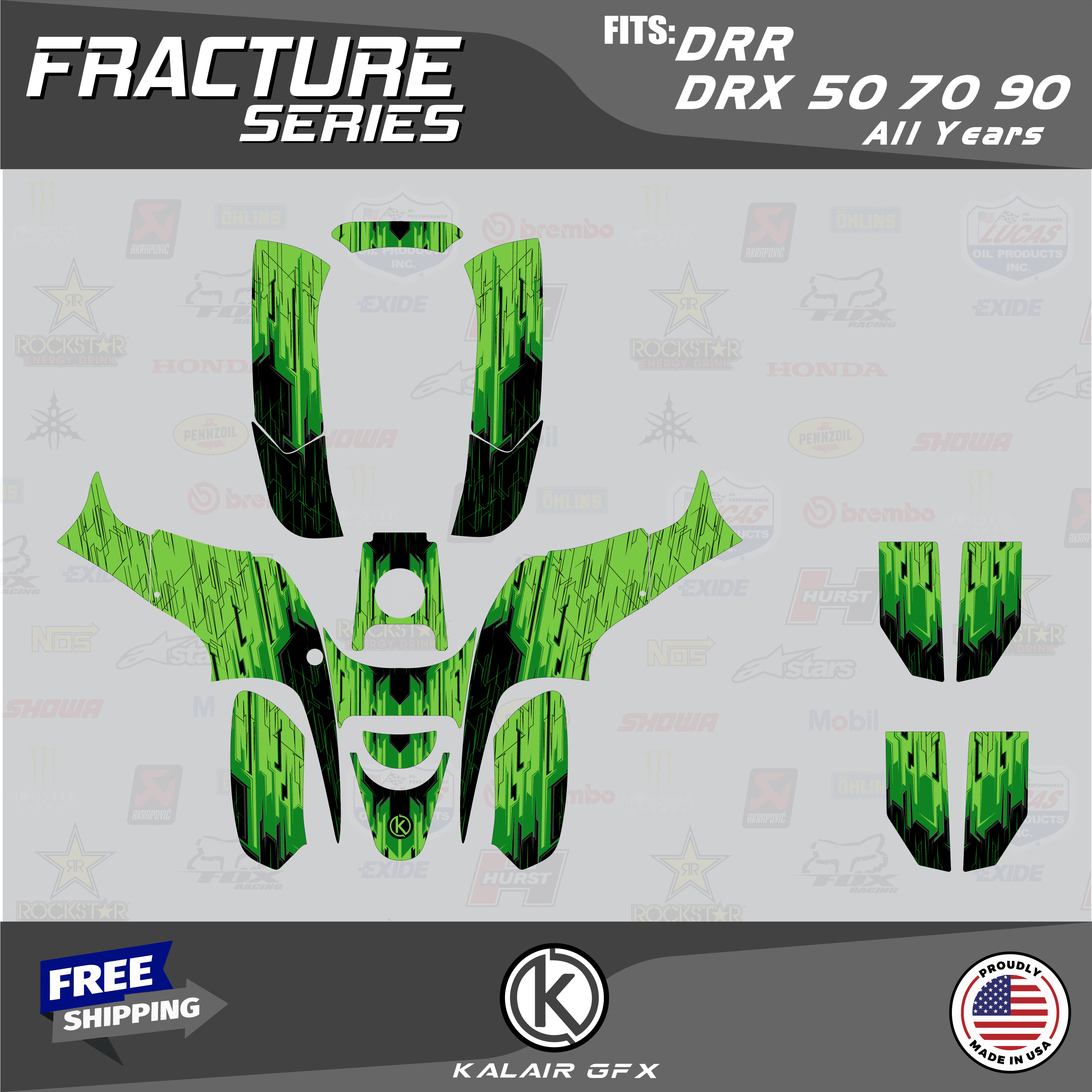 Kalair GFX Graphics Kit for Honda ATV DRR DRX50 DRX70 DRX90 (All Years ...