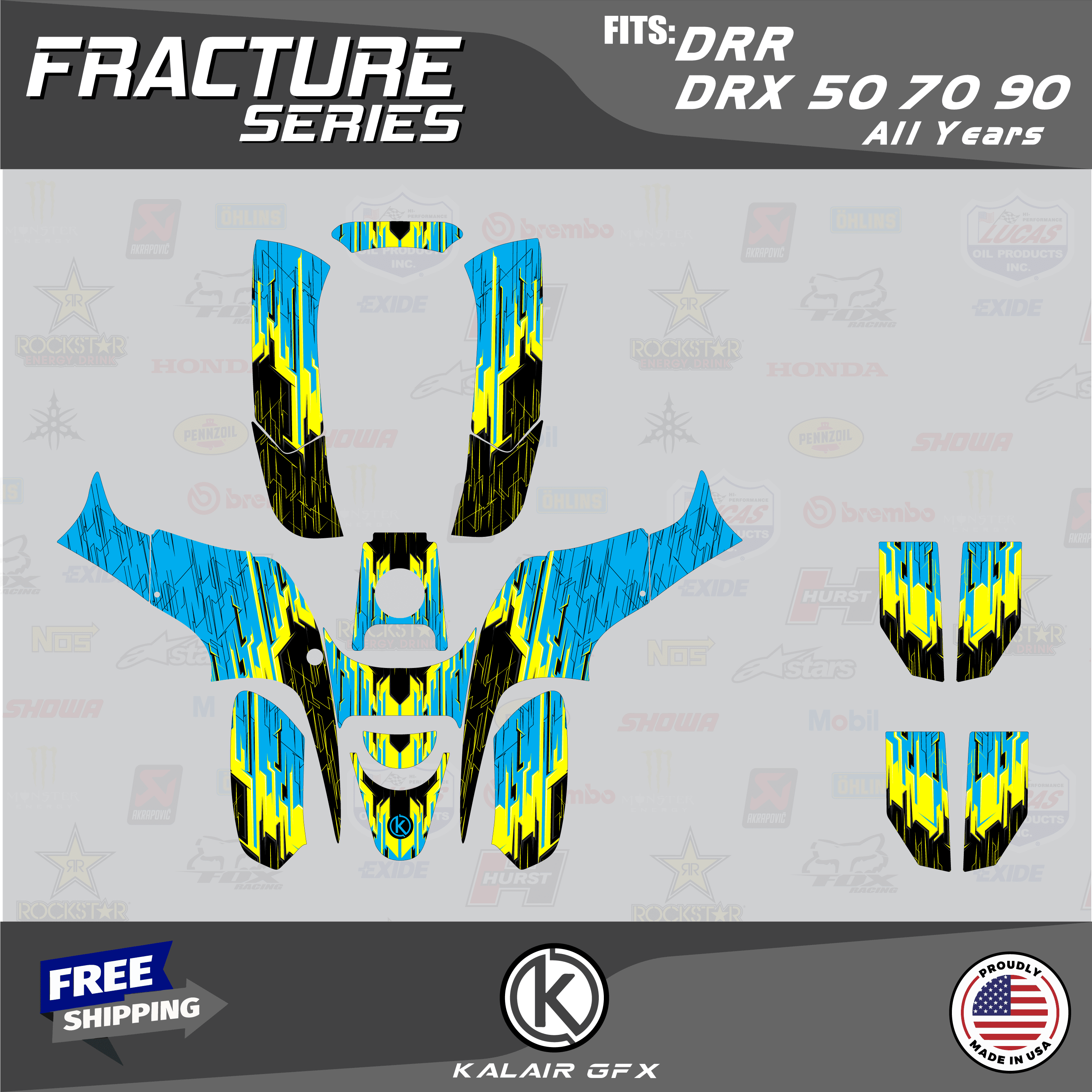 Kalair GFX Graphics Kit for Honda ATV DRR DRX50 DRX70 DRX90 (All Years ...
