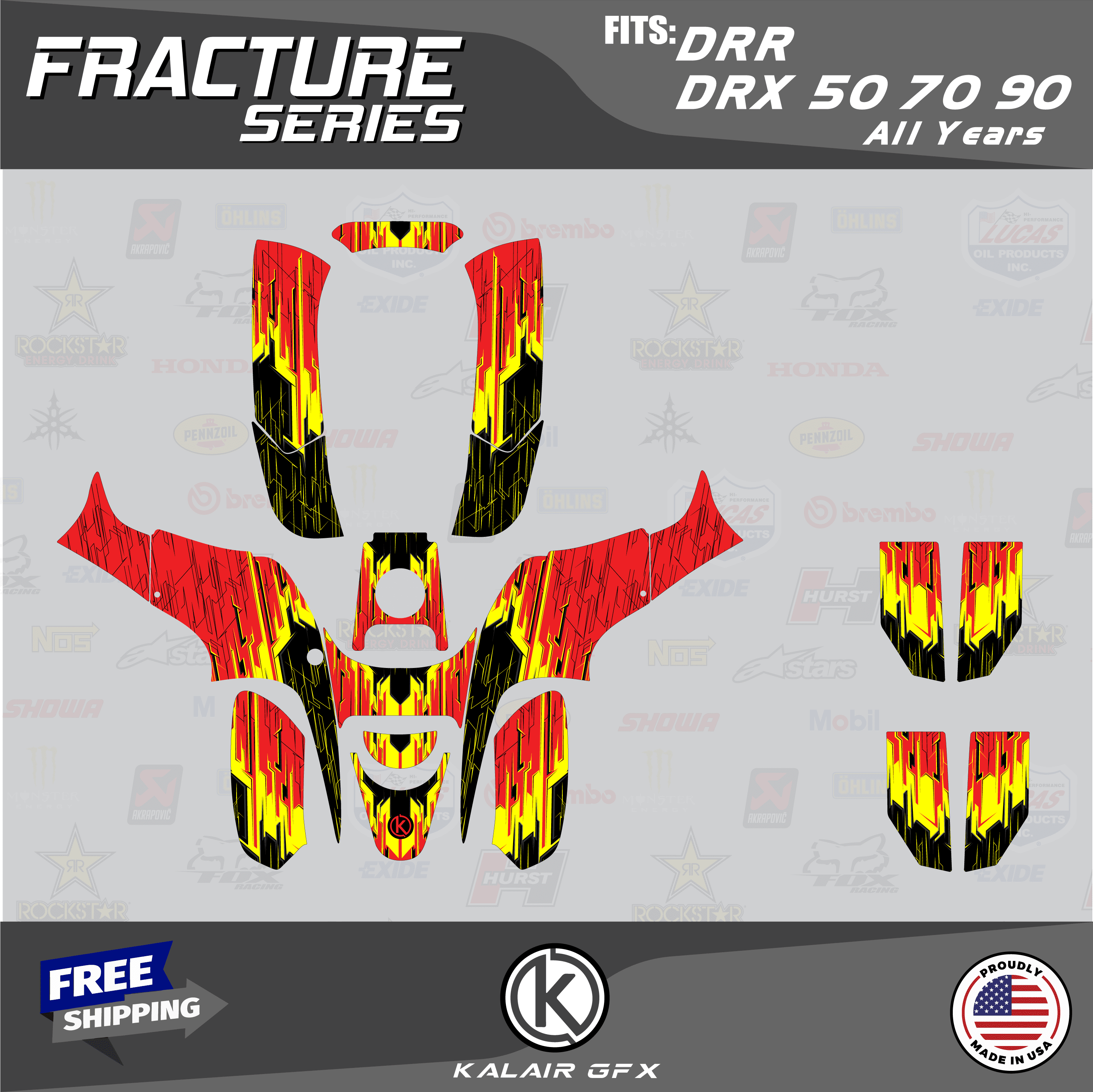 Kalair GFX Graphics Kit for Honda ATV DRR DRX50 DRX70 DRX90 (All Years ...