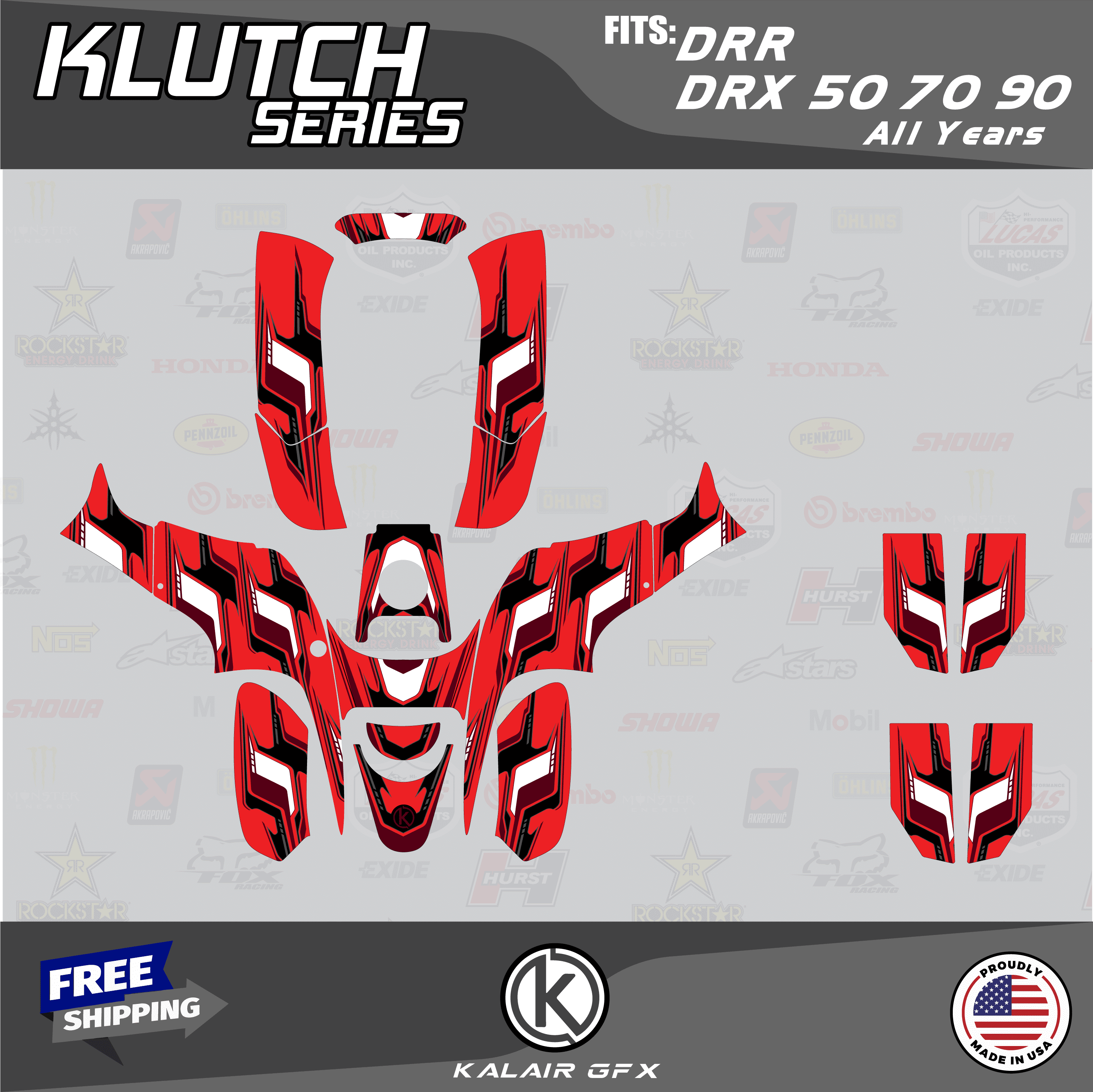 Kalair GFX Graphics Kit for Honda ATV DRR DRX50 DRX70 DRX90 (All Years ...