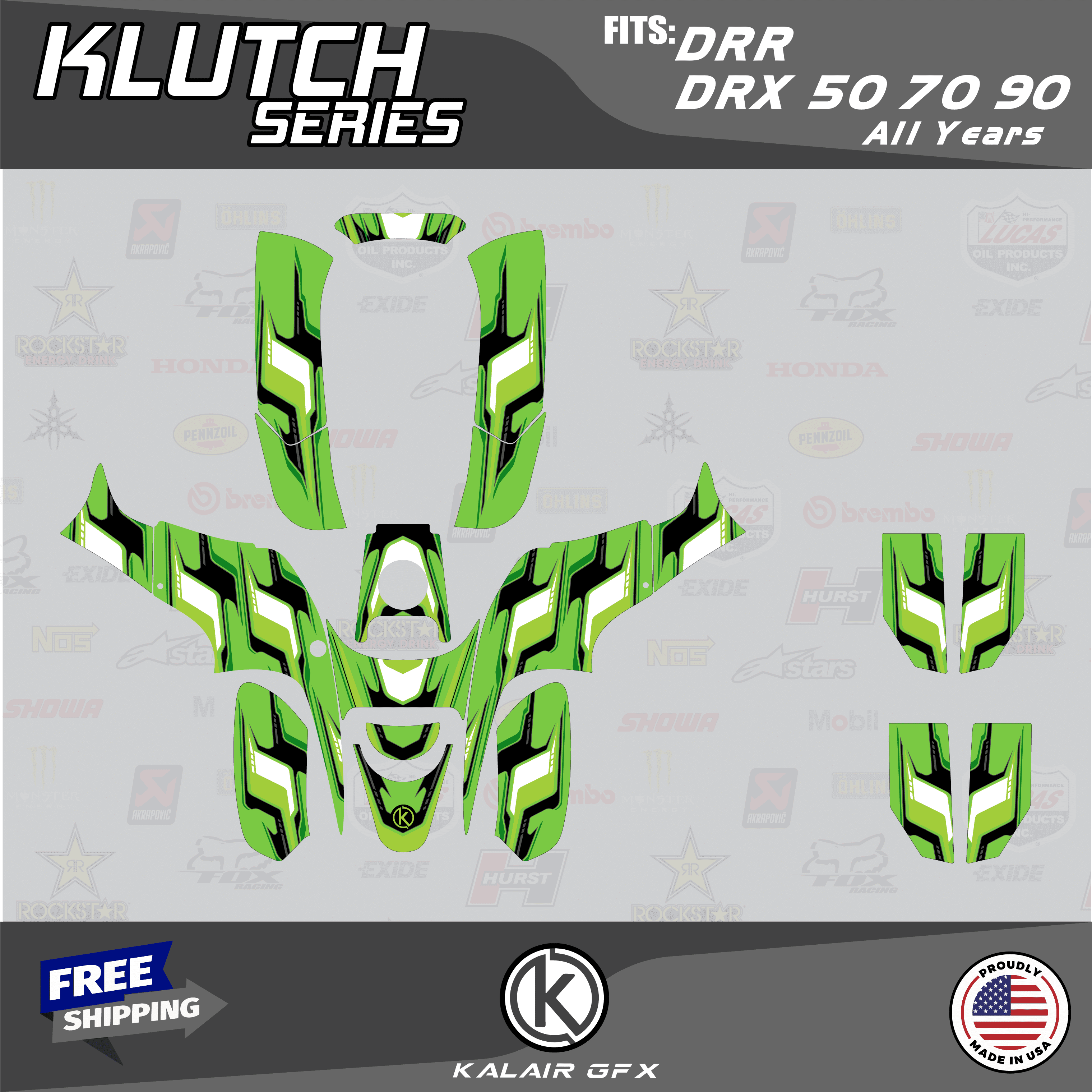 Kalair GFX Graphics Kit for Honda ATV DRR DRX50 DRX70 DRX90 (All Years ...