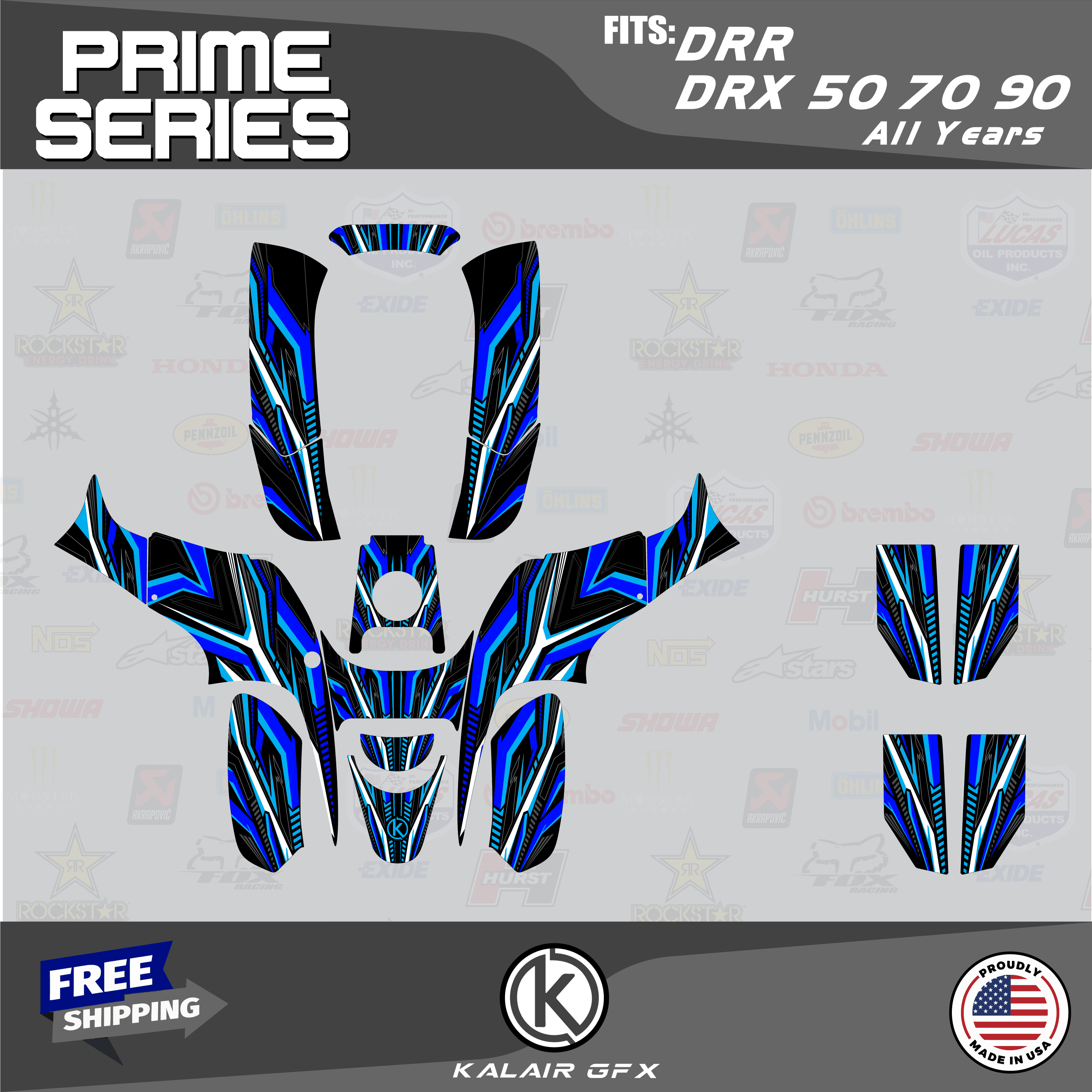 Kalair GFX Graphics Kit for Honda ATV DRR DRX50 DRX70 DRX90 (All Years ...