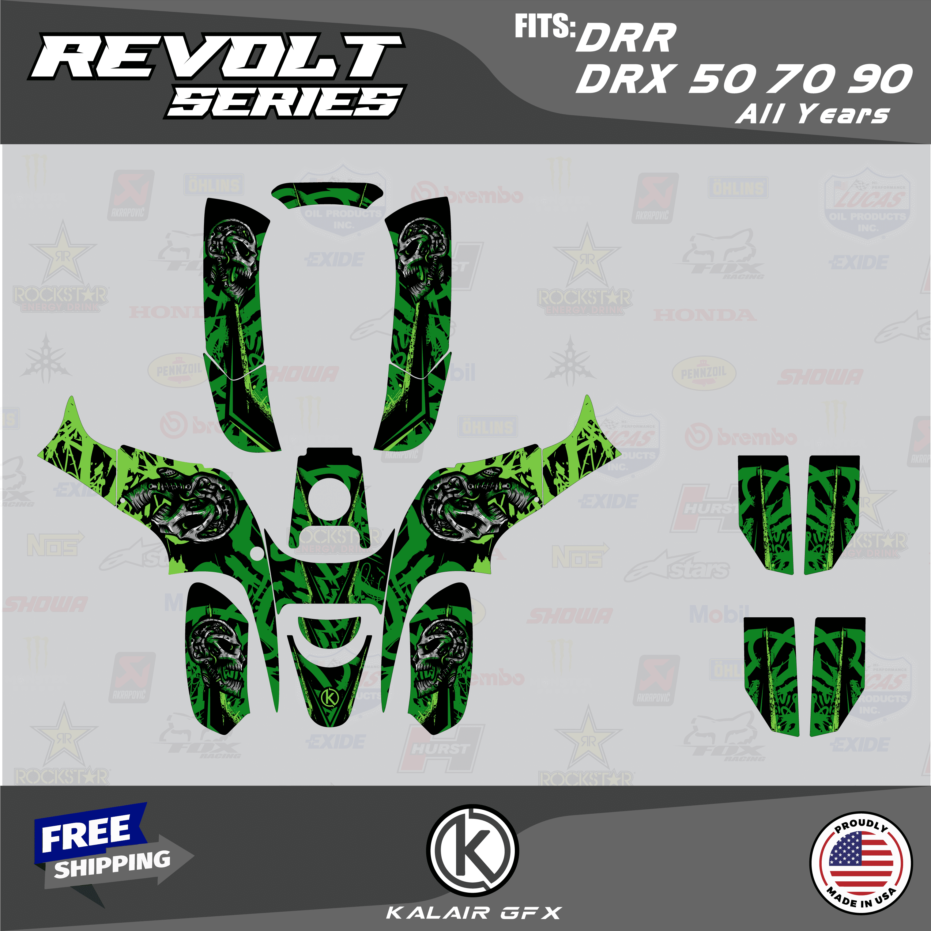 Kalair GFX Graphics Kit for Honda ATV DRR DRX50 DRX70 DRX90 (All Years ...