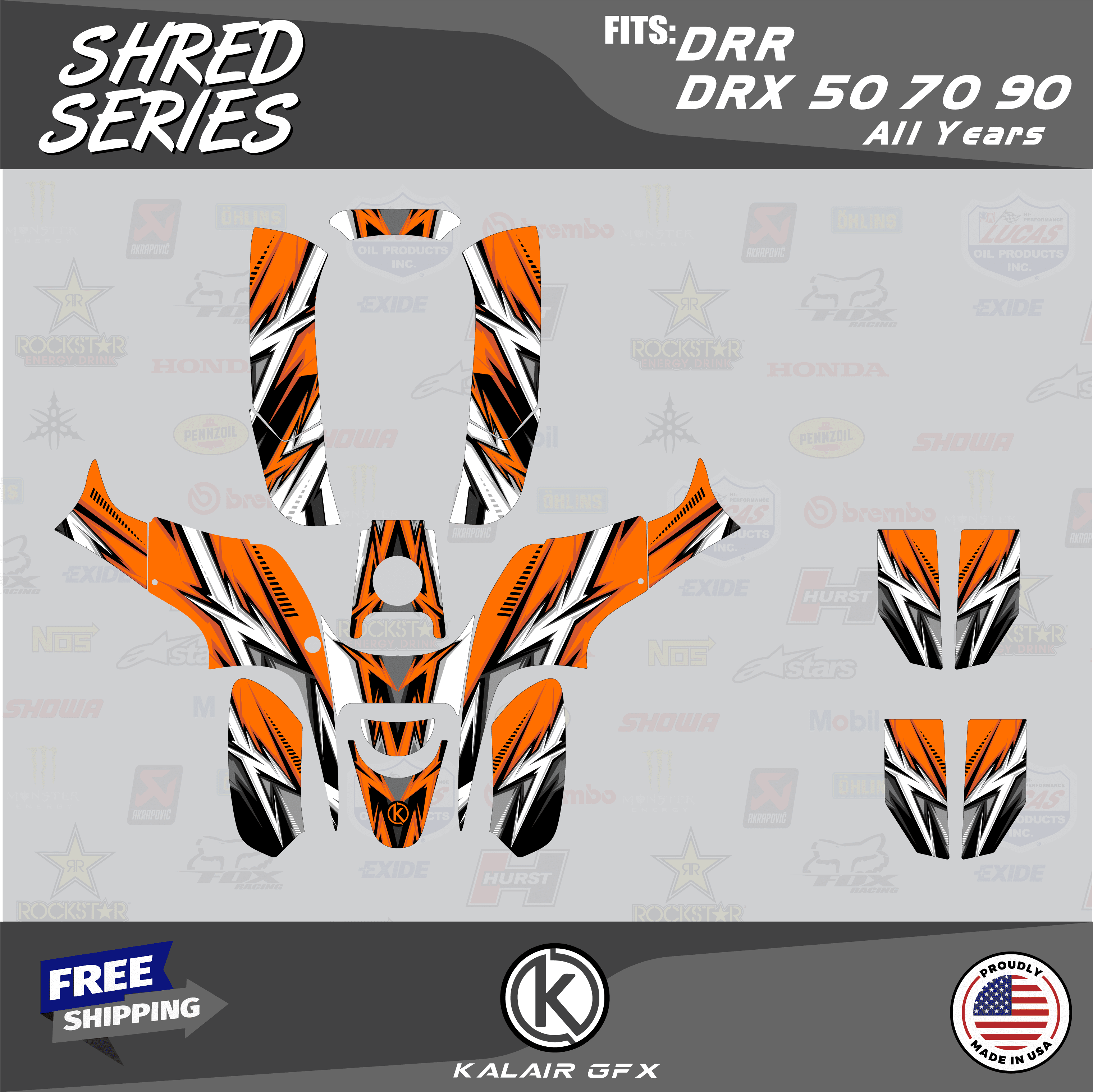 Kalair GFX Graphics Kit for Honda ATV DRR DRX50 DRX70 DRX90 (All Years ...