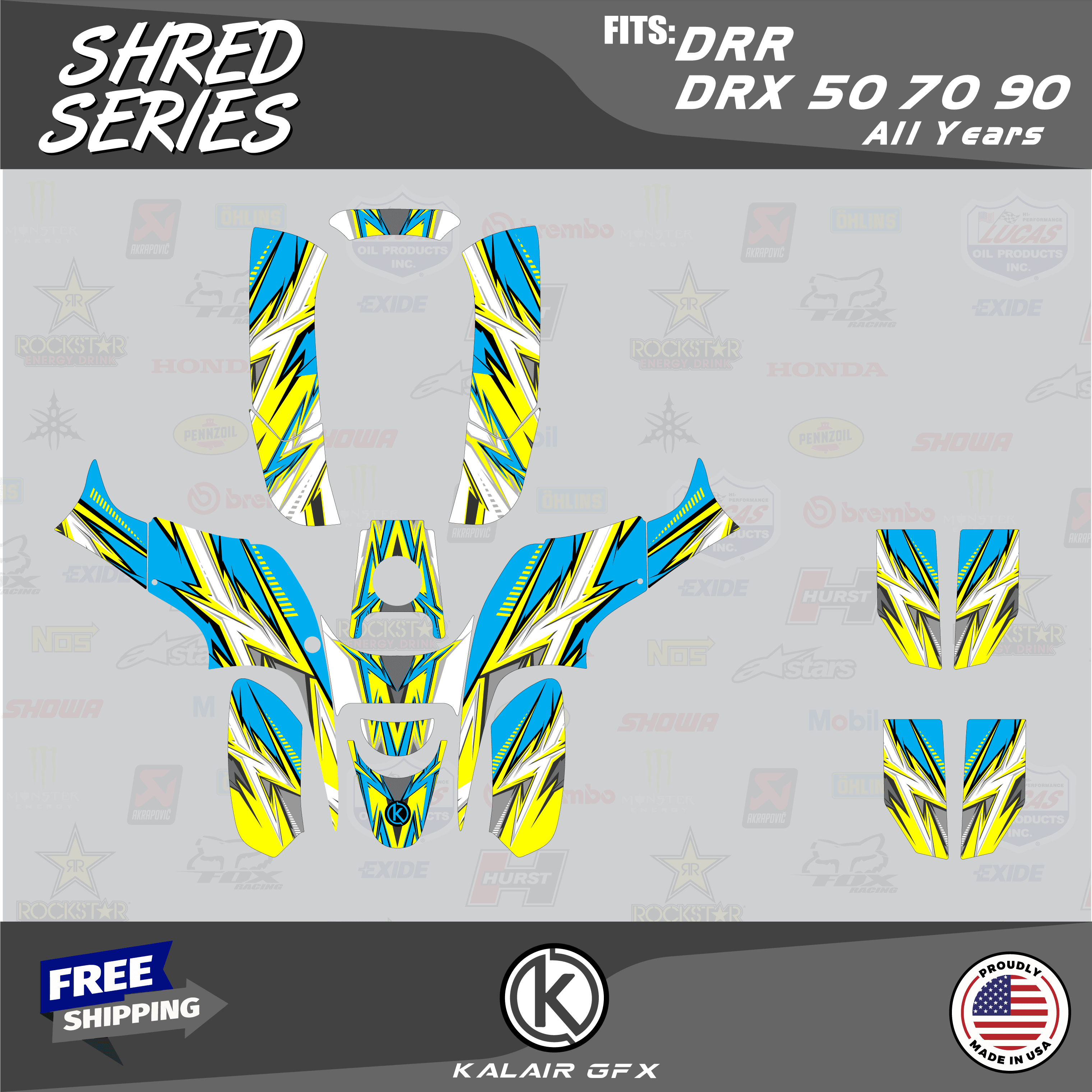 Kalair GFX Graphics Kit for Honda ATV DRR DRX50 DRX70 DRX90 (All Years ...