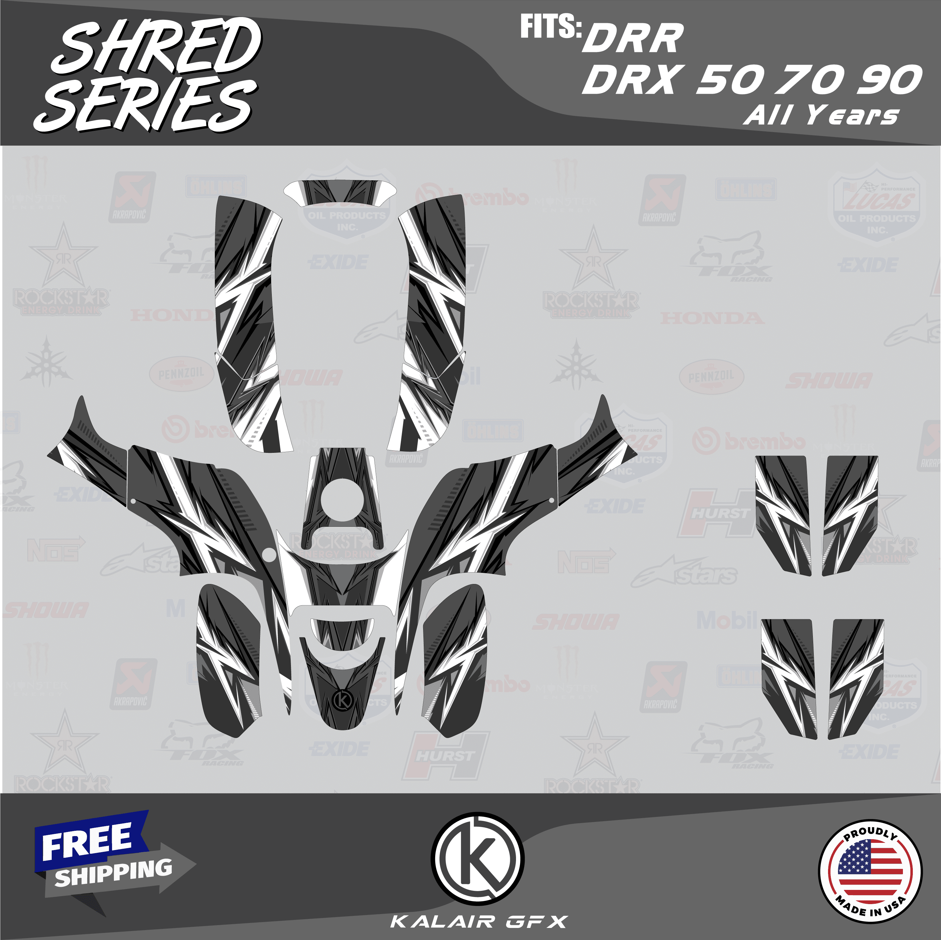 Kalair GFX Graphics Kit for Honda ATV DRR DRX50 DRX70 DRX90 (All Years ...