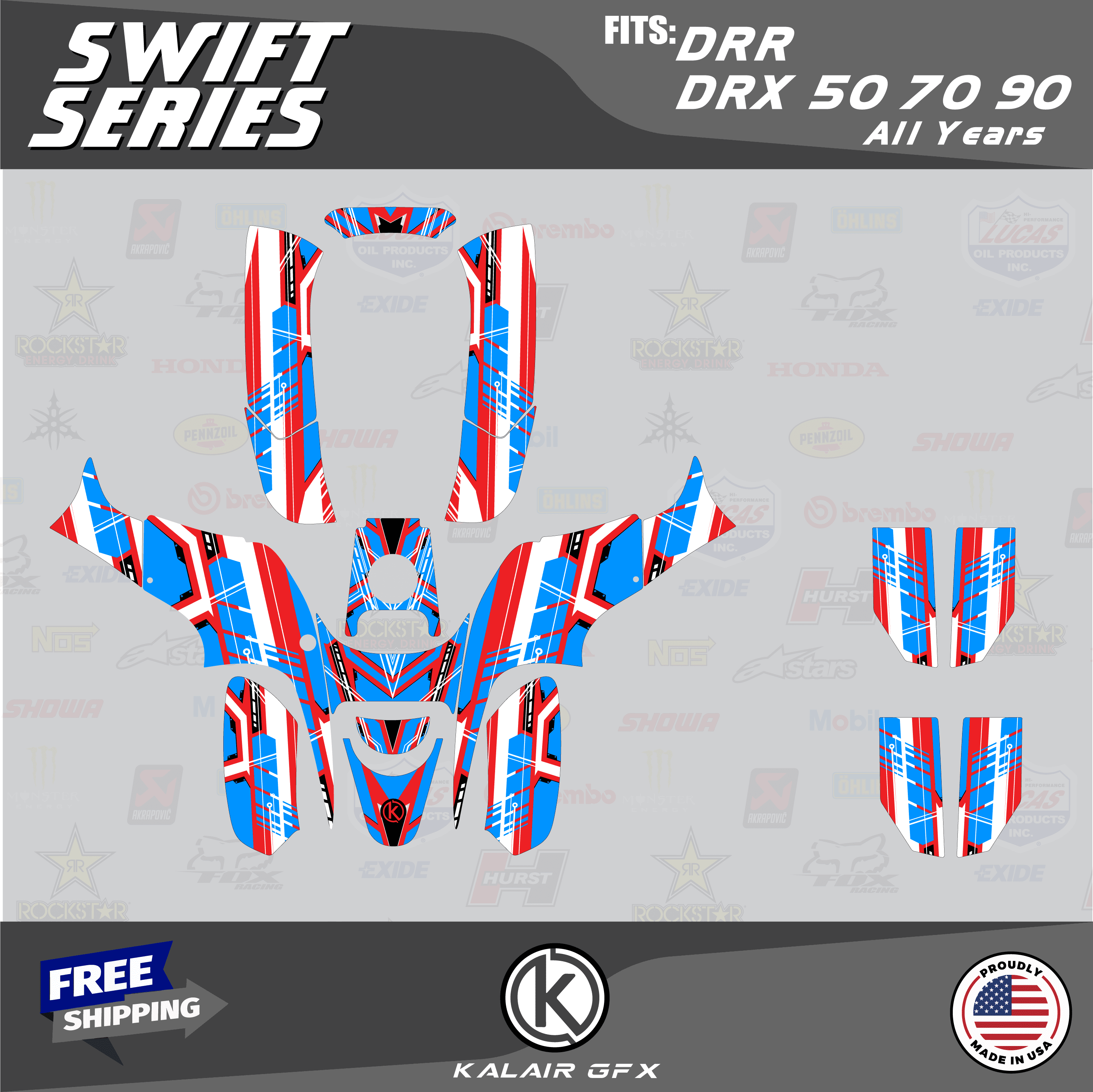Kalair GFX Graphics Kit for Honda ATV DRR DRX50 DRX70 DRX90 (All Years ...