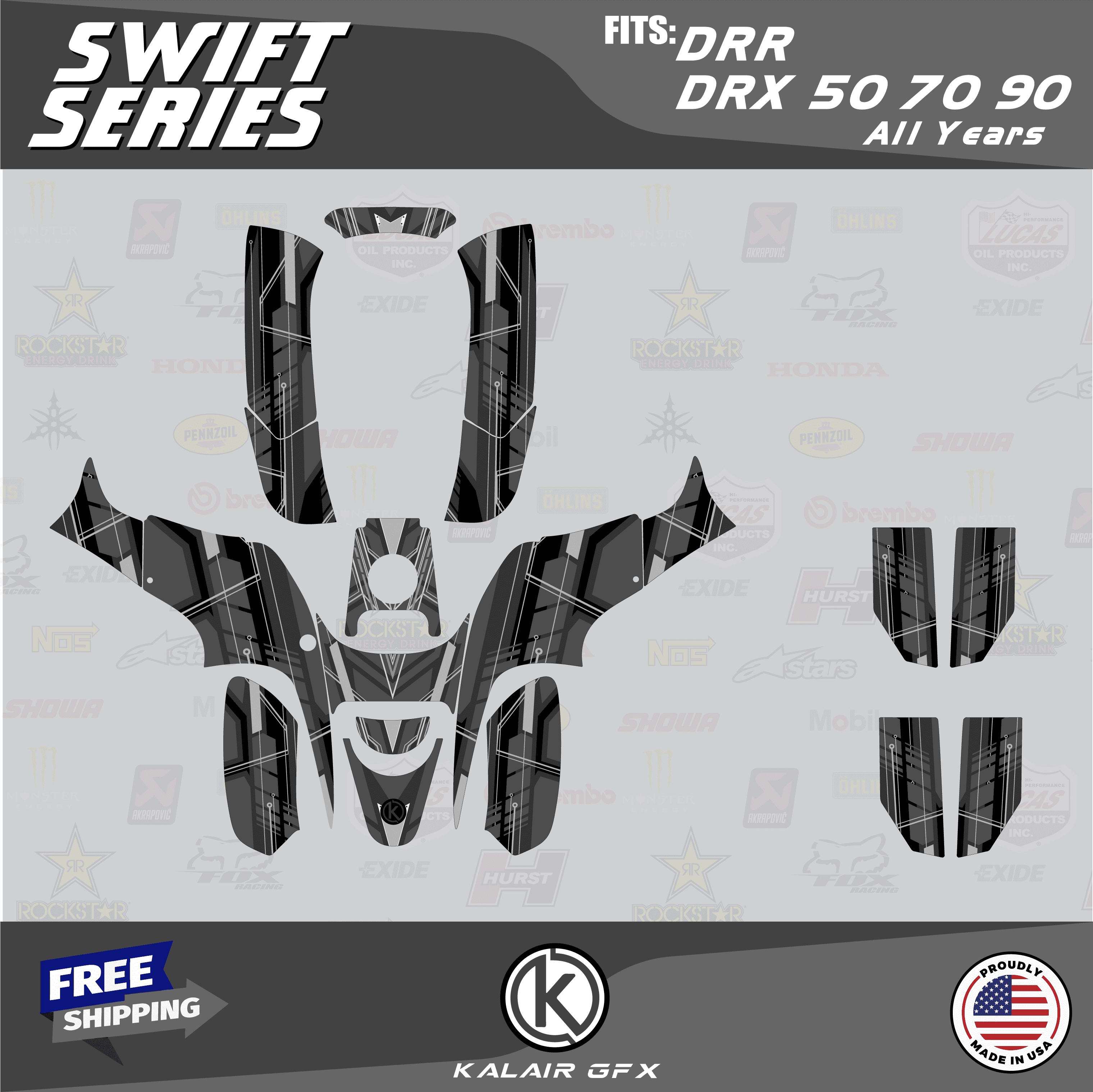 Kalair GFX Graphics Kit for Honda ATV DRR DRX50 DRX70 DRX90 (All Years ...