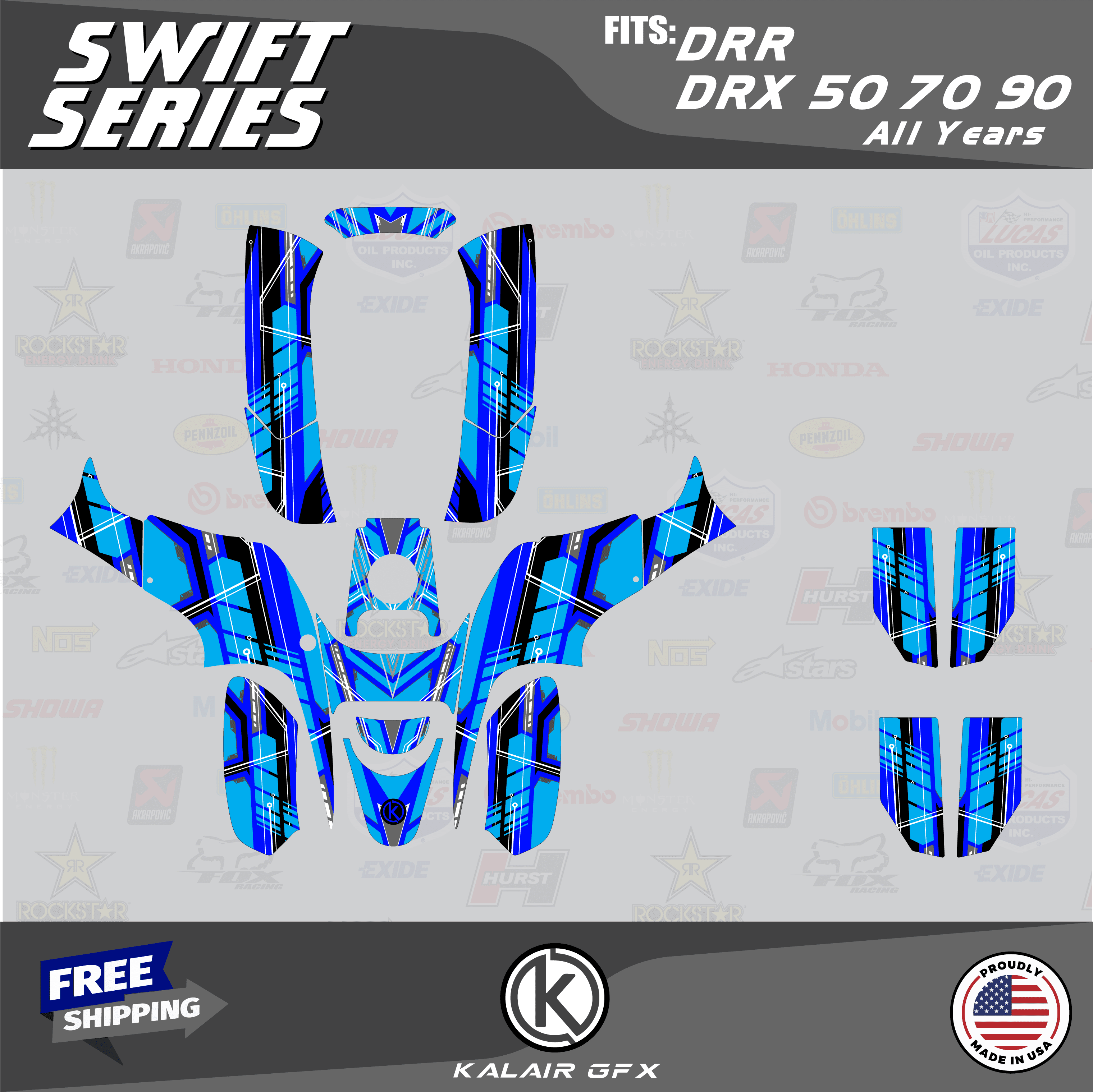 Kalair GFX Graphics Kit for Honda ATV DRR DRX50 DRX70 DRX90 (All Years ...