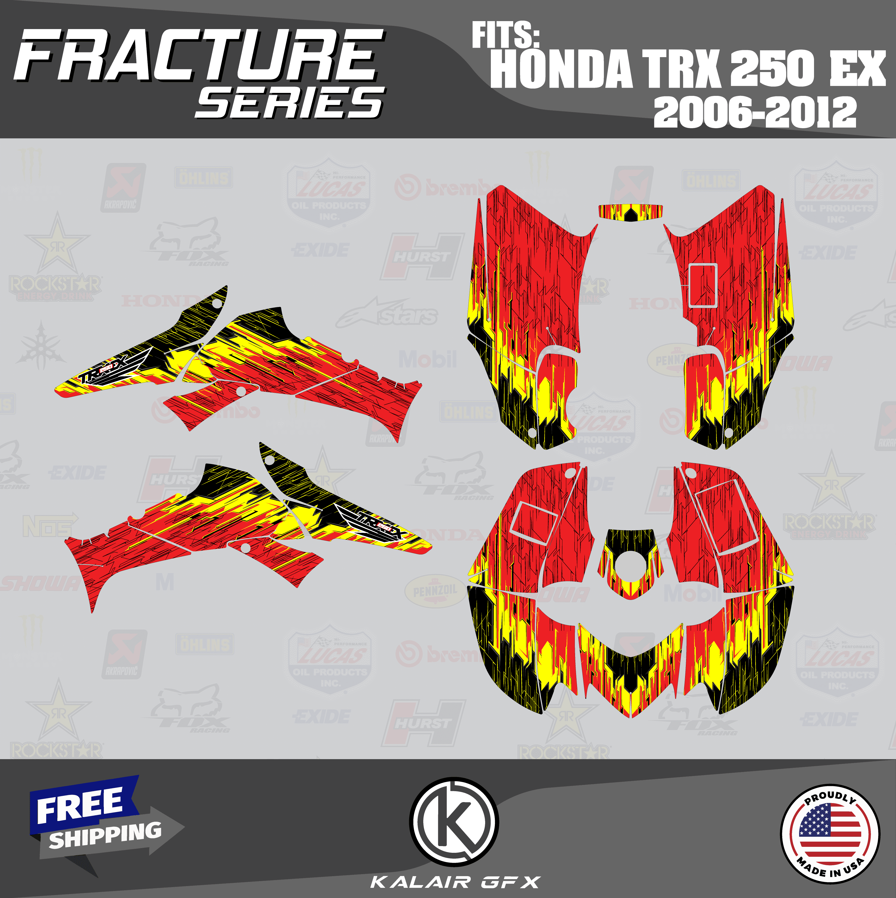 Kalair GFX Graphics Kit for Honda ATV TRX 250EX (2006-2012) Fracture ...