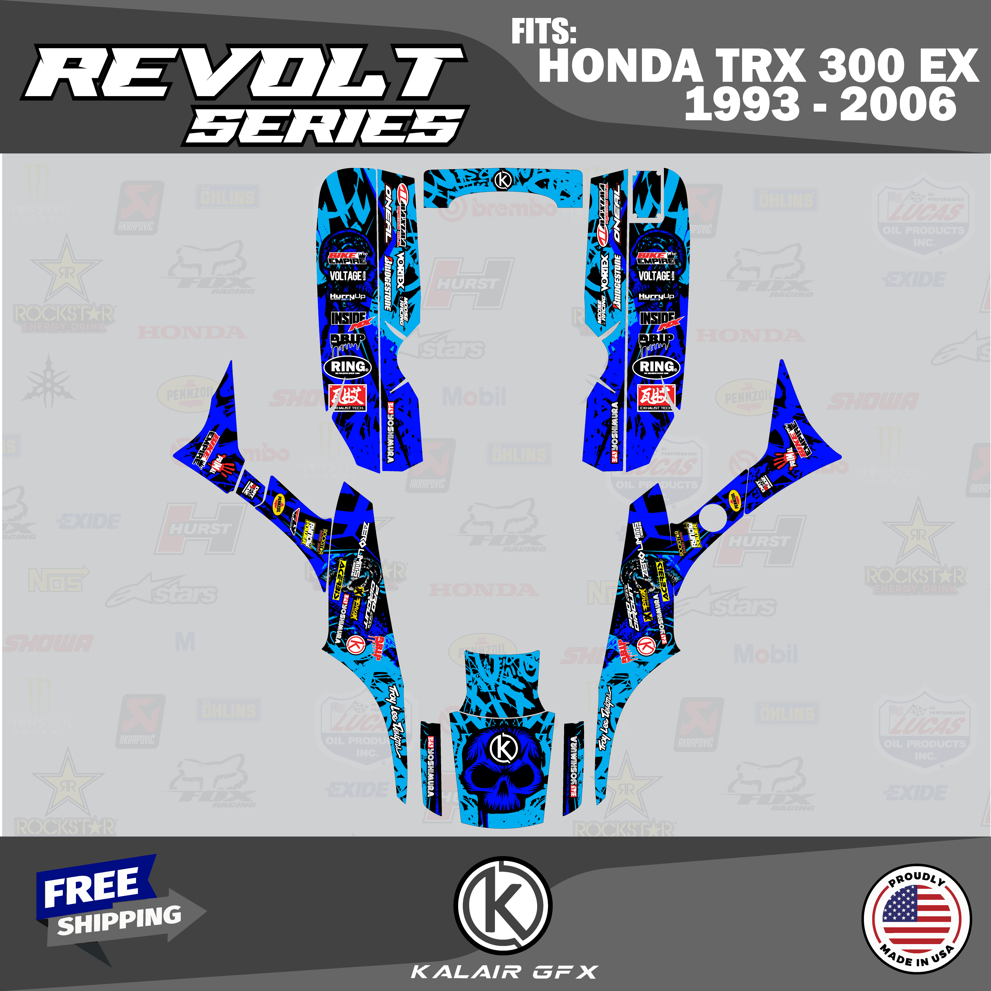 Kalair GFX Graphics Kit for Honda ATV TRX 300EX (1993-2006) Revolt ...
