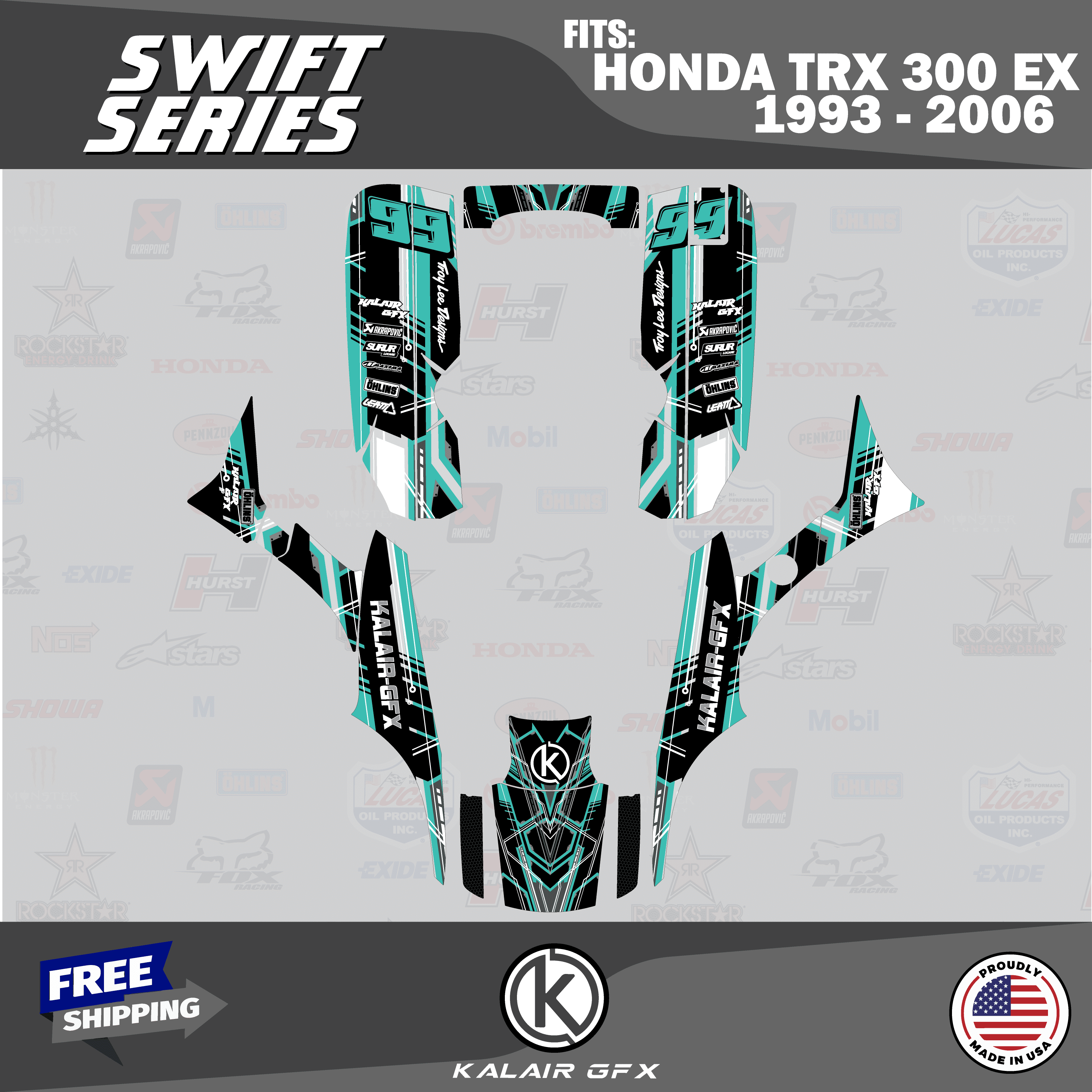 Kalair GFX Graphics Kit for Honda ATV TRX 300EX (1993-2006) Swift ...