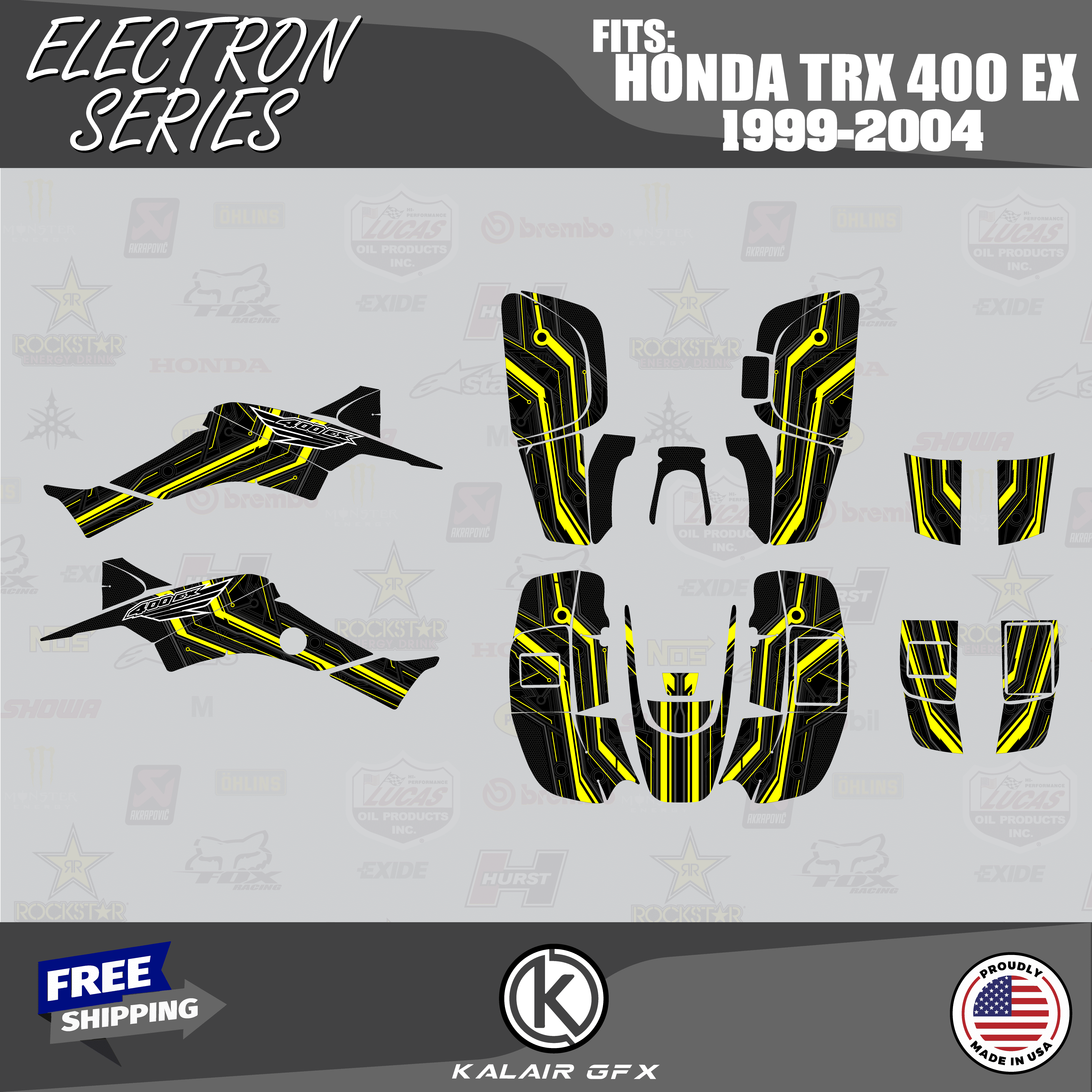 Kalair GFX Graphics Kit for Honda ATV TRX 400EX (1999-2004) Electron ...