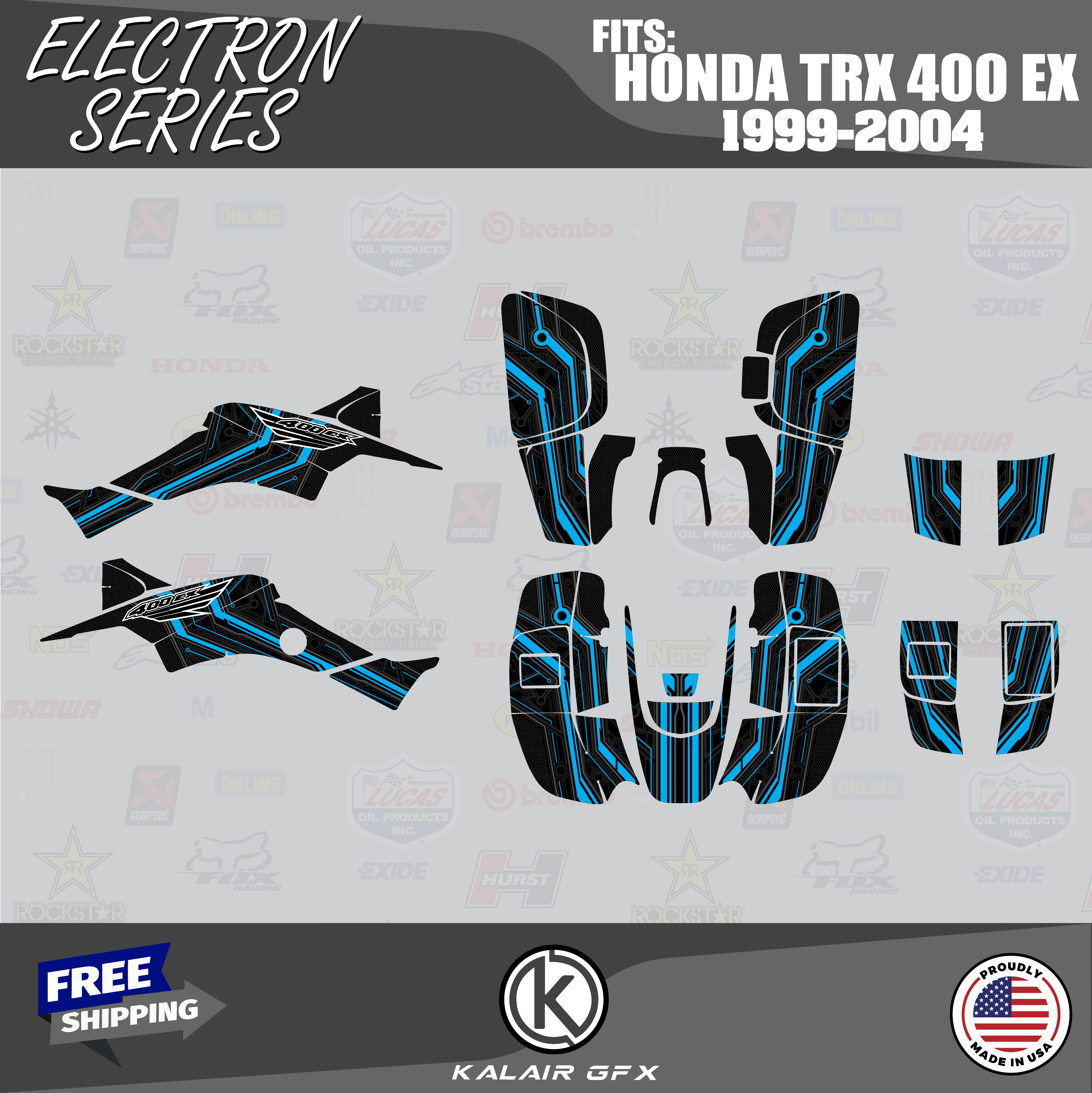 Kalair GFX Graphics Kit for Honda ATV TRX 400EX (1999-2004) Electron ...