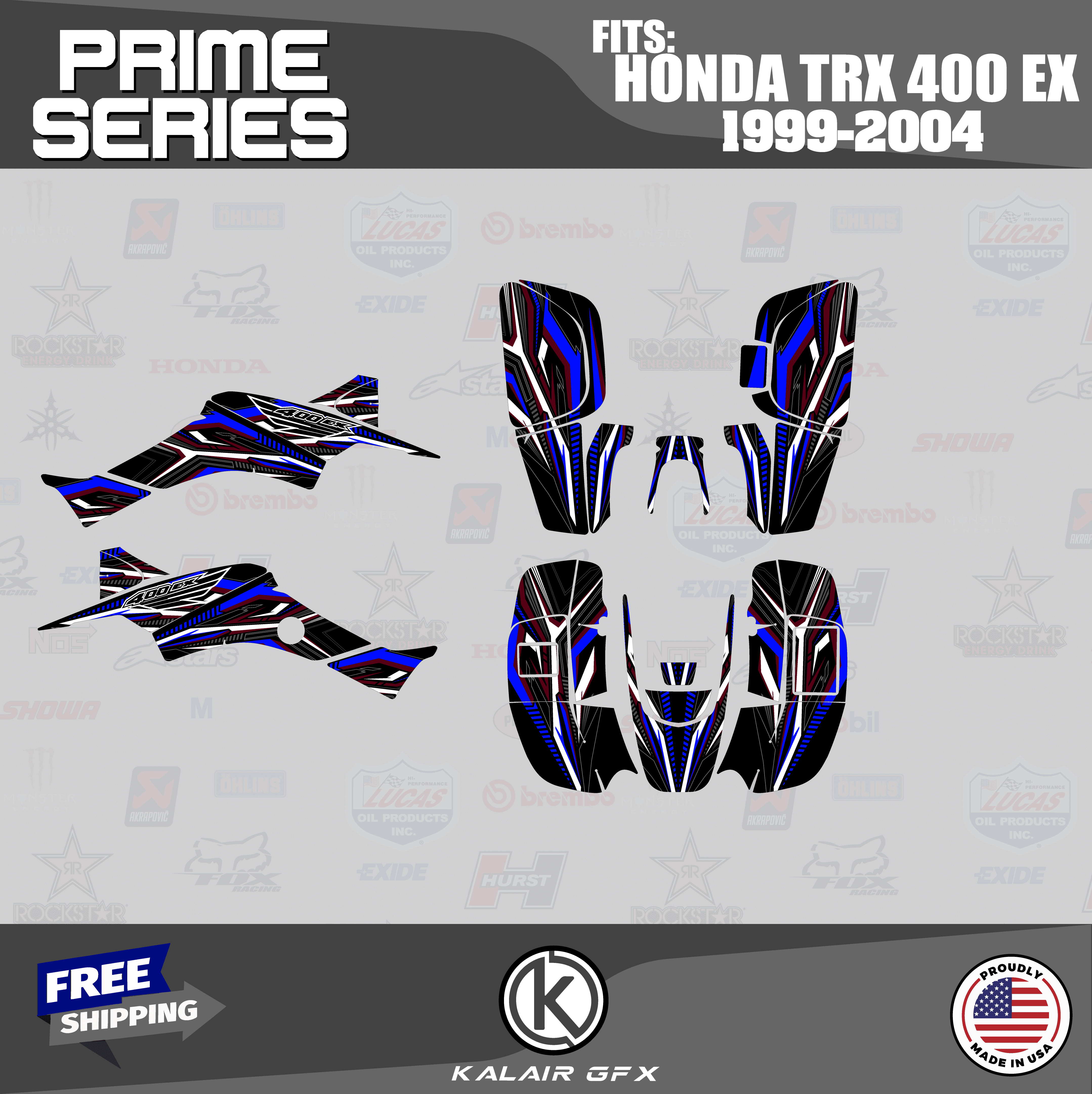 Kalair GFX Graphics Kit for Honda ATV TRX 400EX (1999-2004) Prime ...