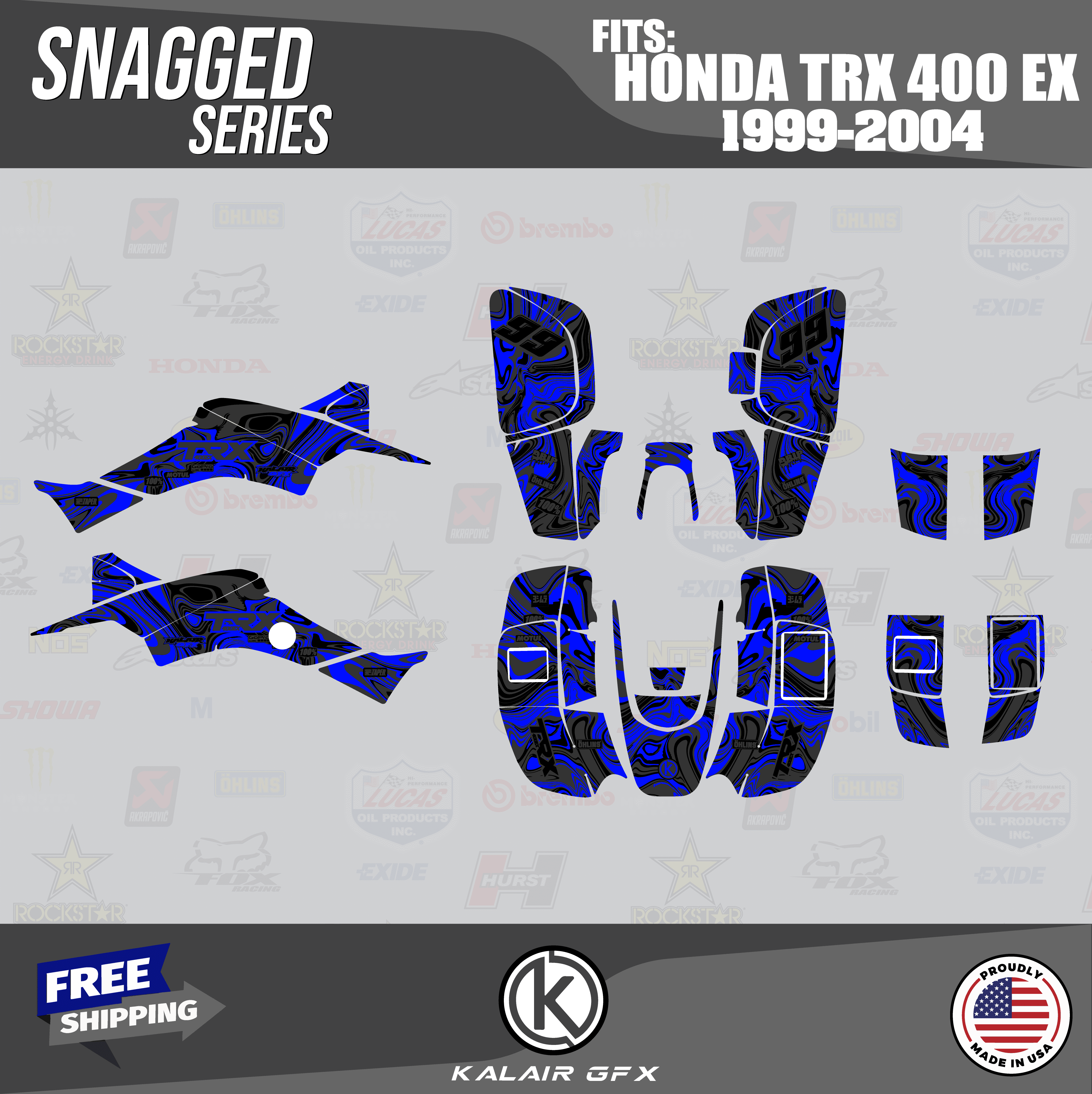 Kalair GFX Graphics Kit for Honda ATV TRX 400EX (1999-2004) Snagged ...