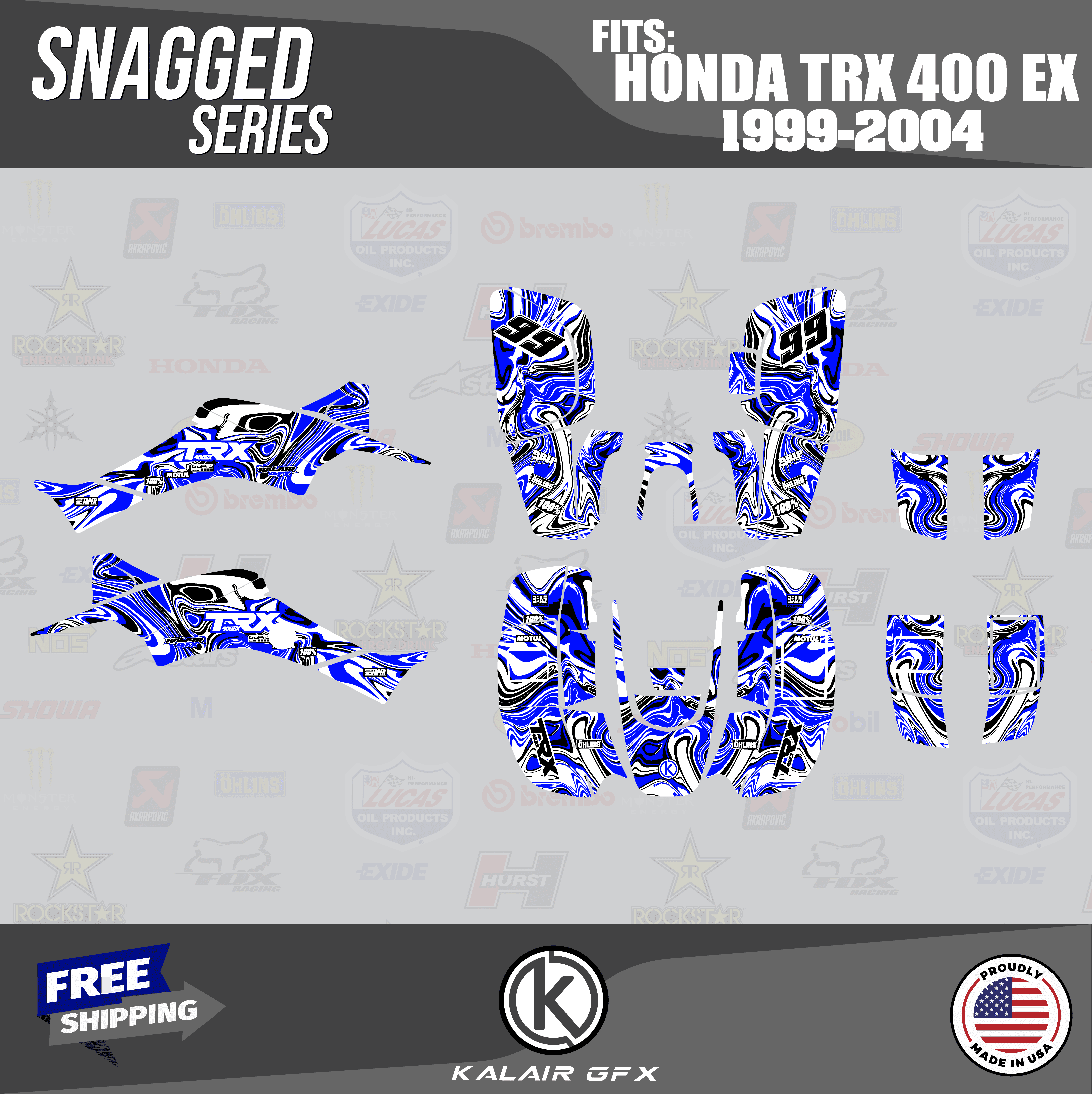 Kalair GFX Graphics Kit for Honda ATV TRX 400EX (1999-2004) Snagged ...