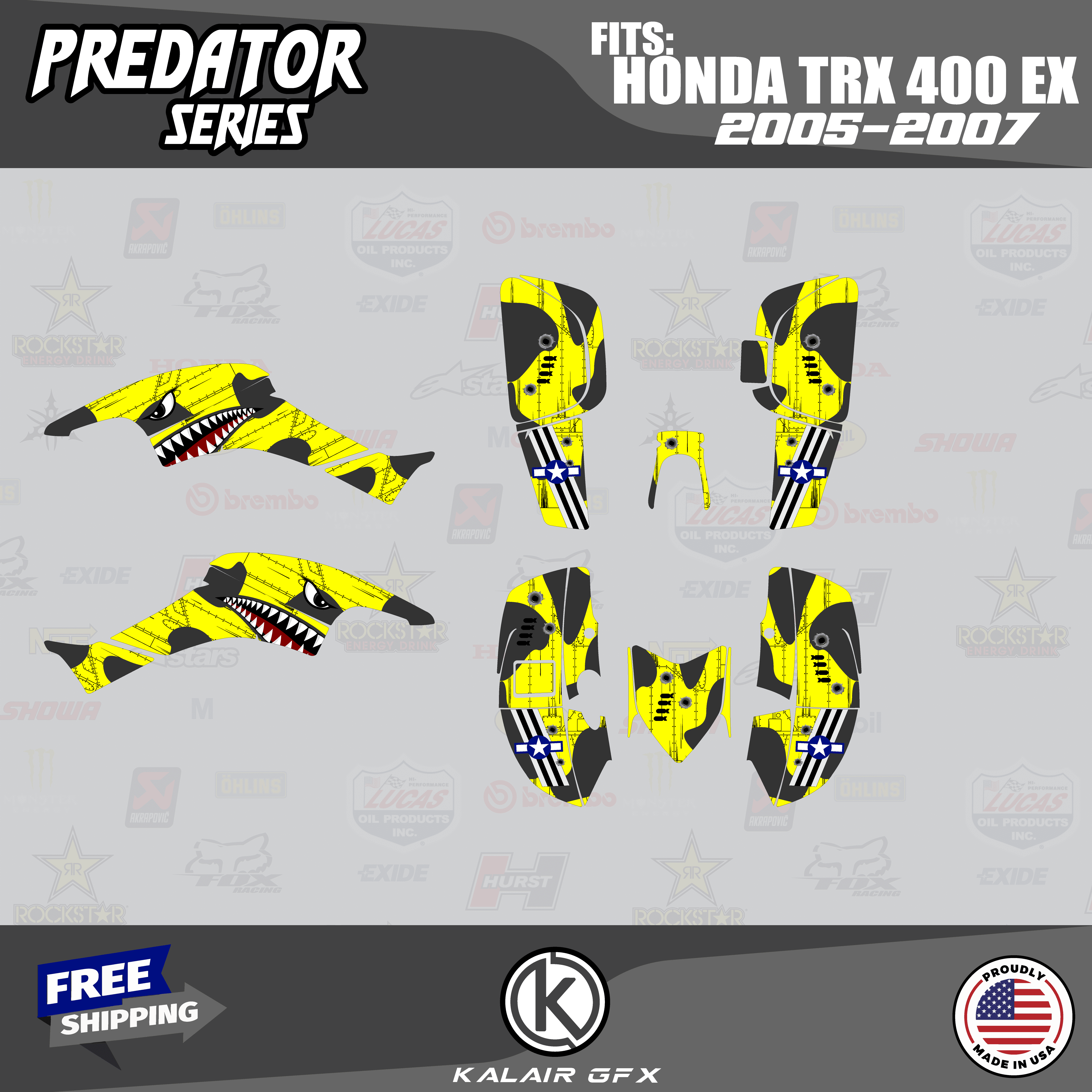 Kalair GFX Graphics Kit for Honda ATV TRX 400EX (2005-2007) Predator ...