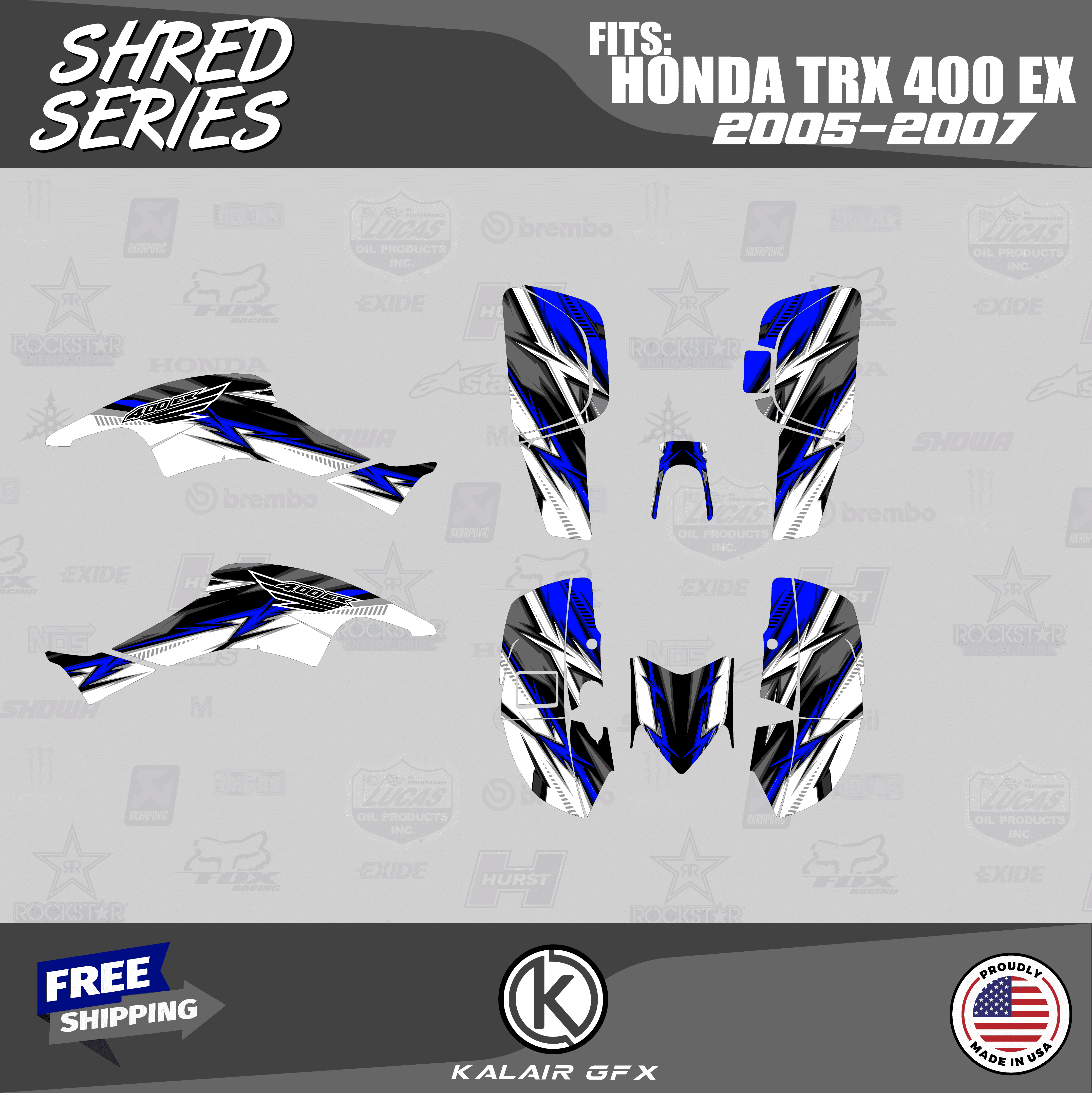 Kalair GFX Graphics Kit for Honda ATV TRX 400EX (2005-2007) Shred ...