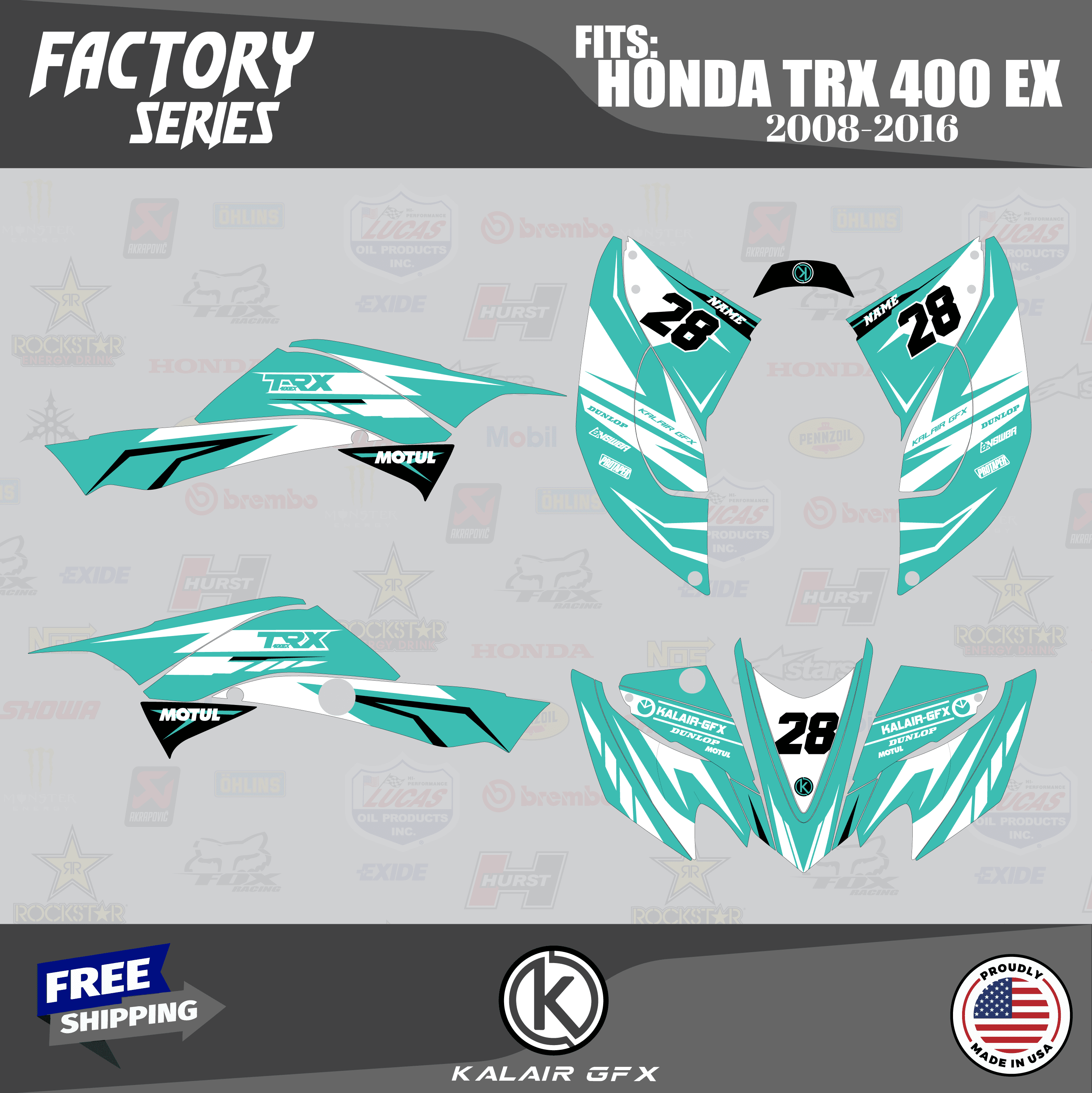 Kalair GFX Graphics Kit for Honda ATV TRX 400EX (2008-2016) Factory ...