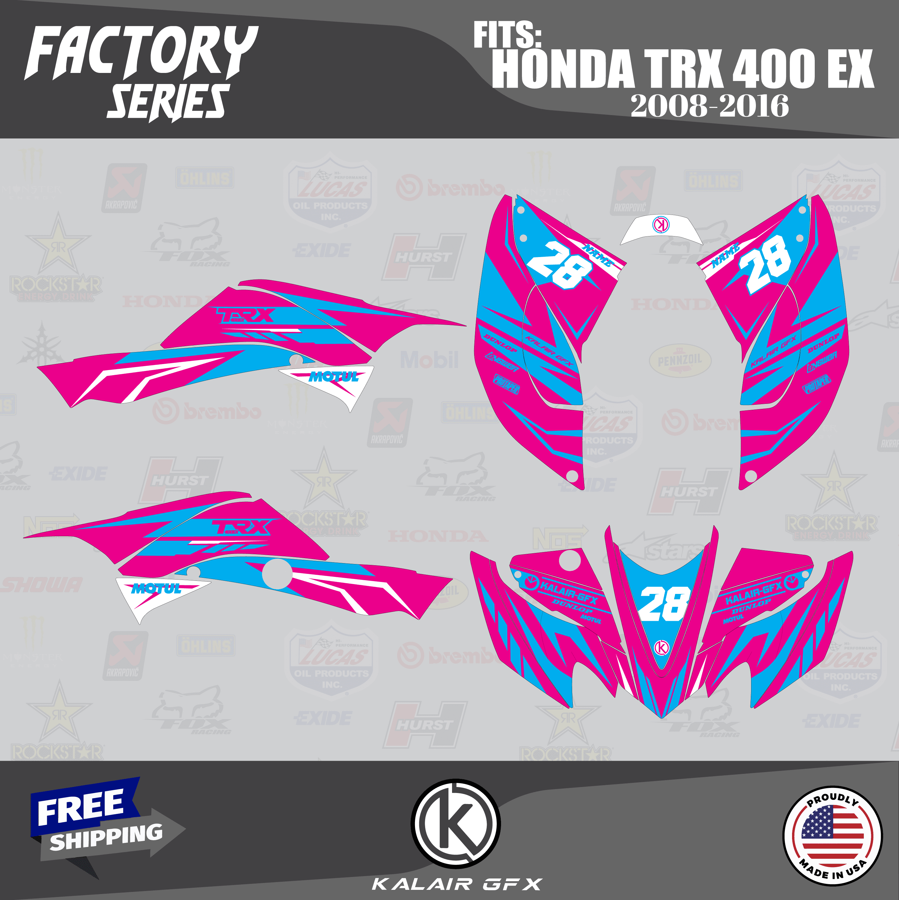 Kalair GFX Graphics Kit for Honda ATV TRX 400EX (2008-2016) Factory ...