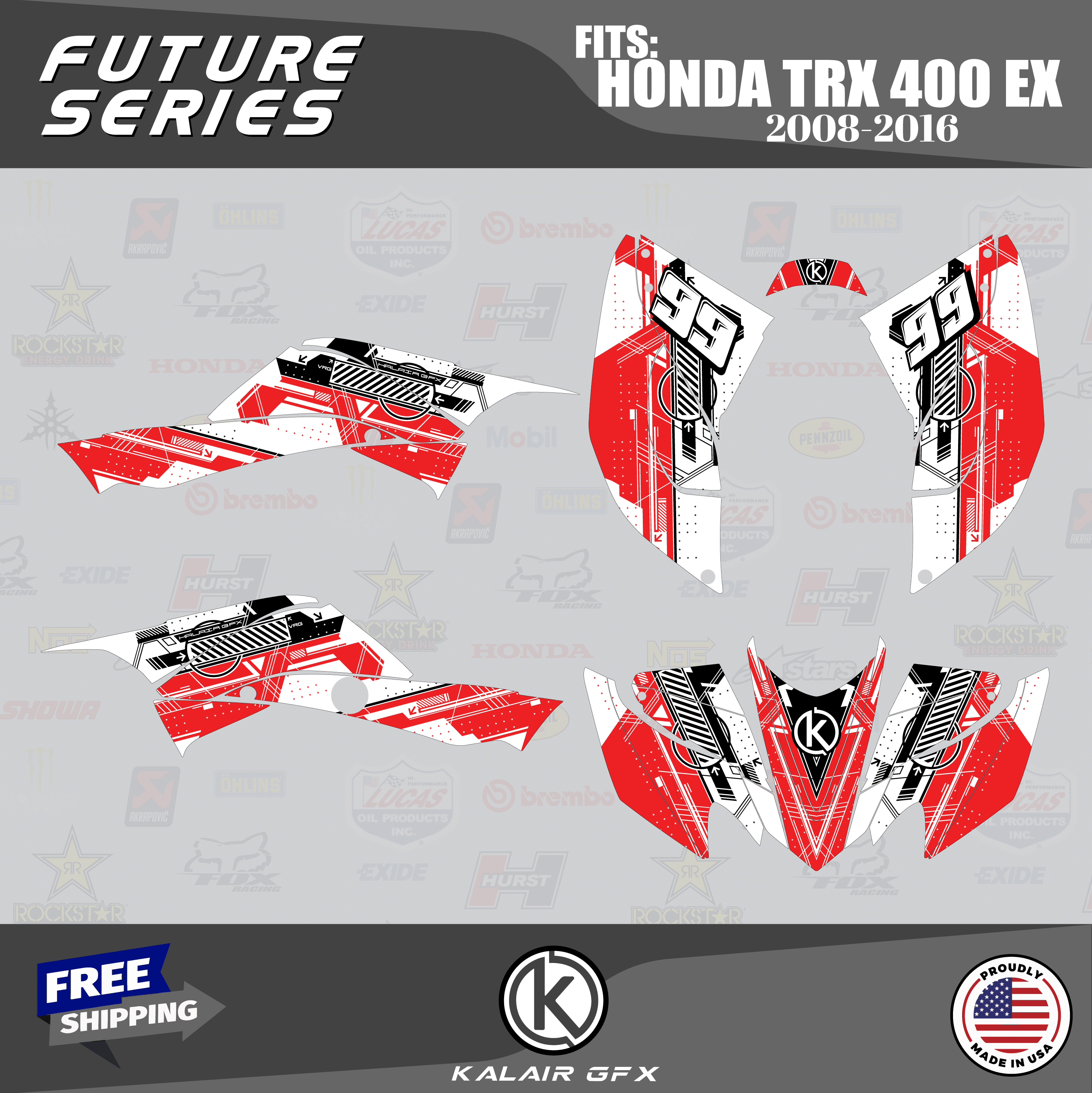 Kalair GFX Graphics Kit for Honda ATV TRX 400EX (2008-2016) Future ...