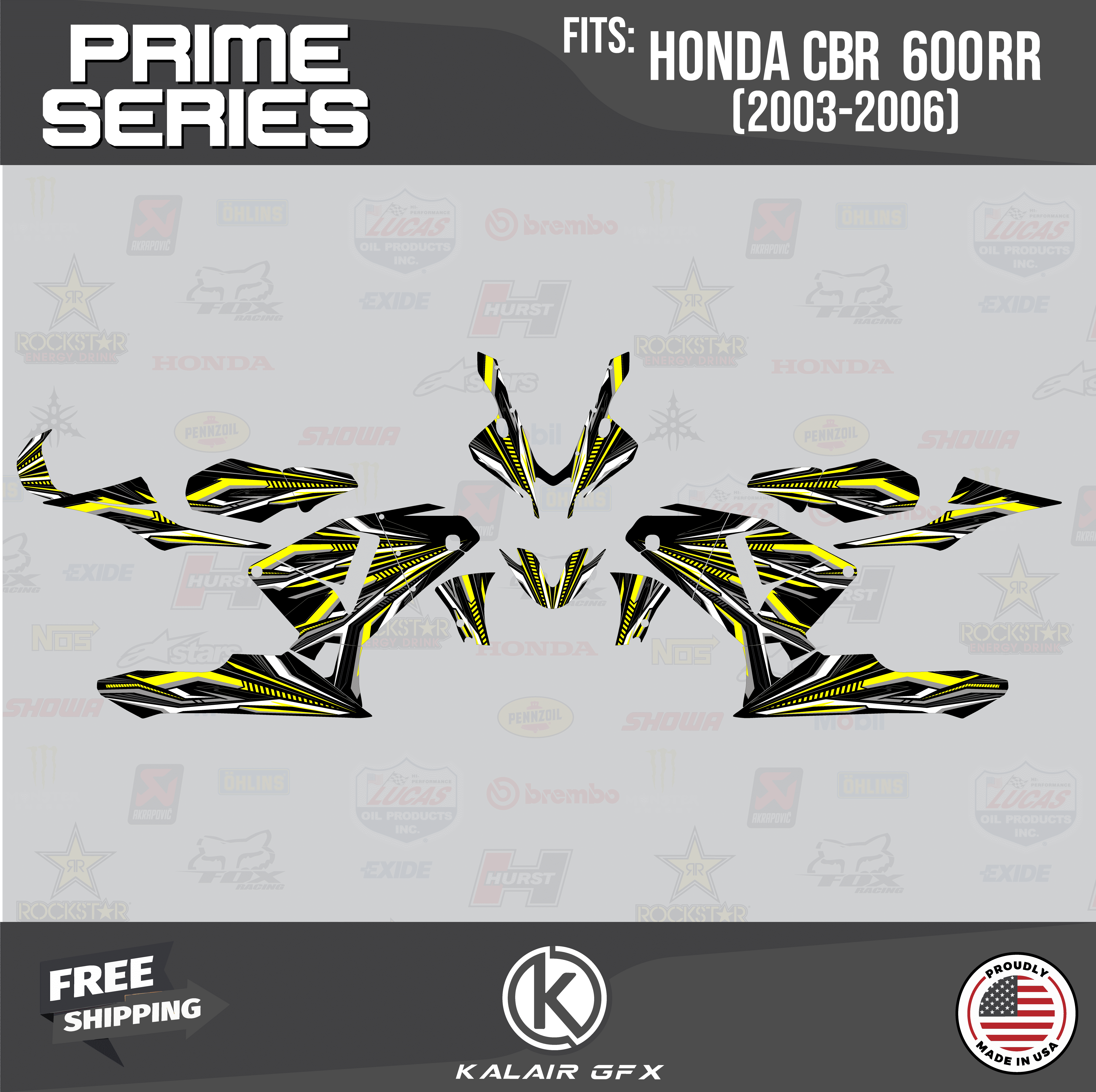 Kalair GFX Graphics Kit for Honda CBR600RR (2003-2006) Prime Series ...