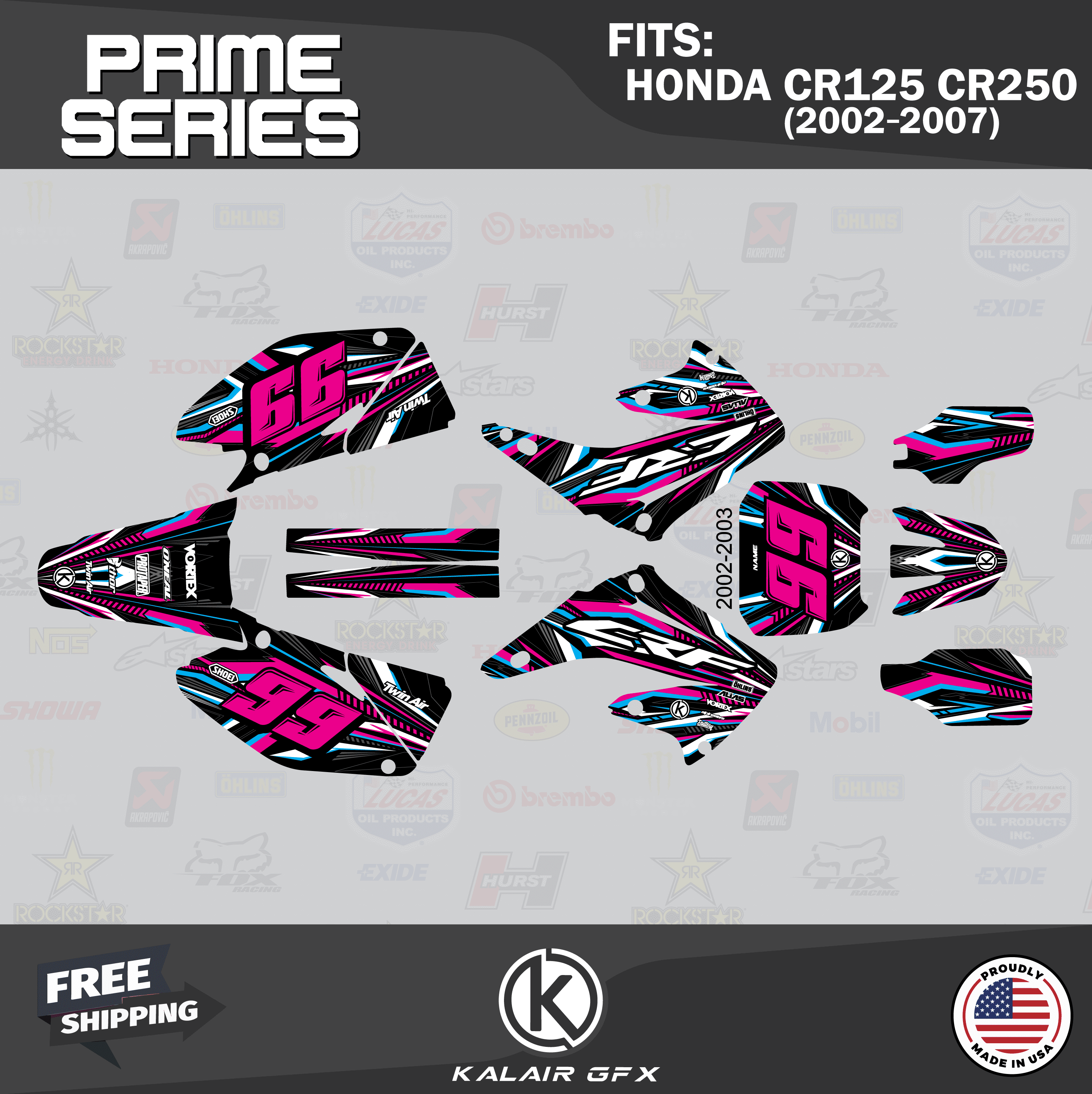 Kalair GFX Graphics Kit for Honda CR125 (2002-2003) Prime Series ...