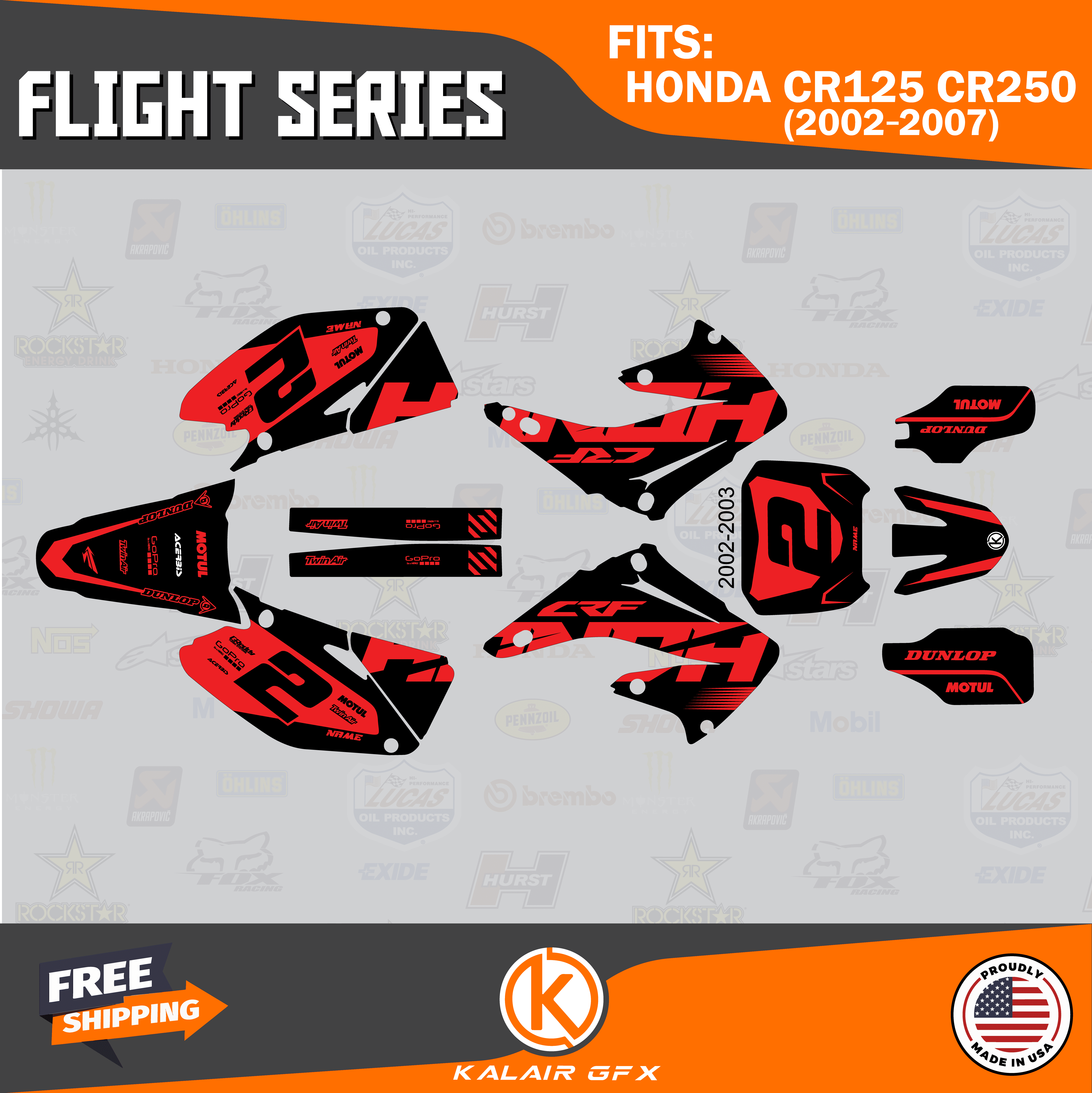 Kalair GFX Graphics Kit for Honda CR125 (2002-2007) Flight Series ...