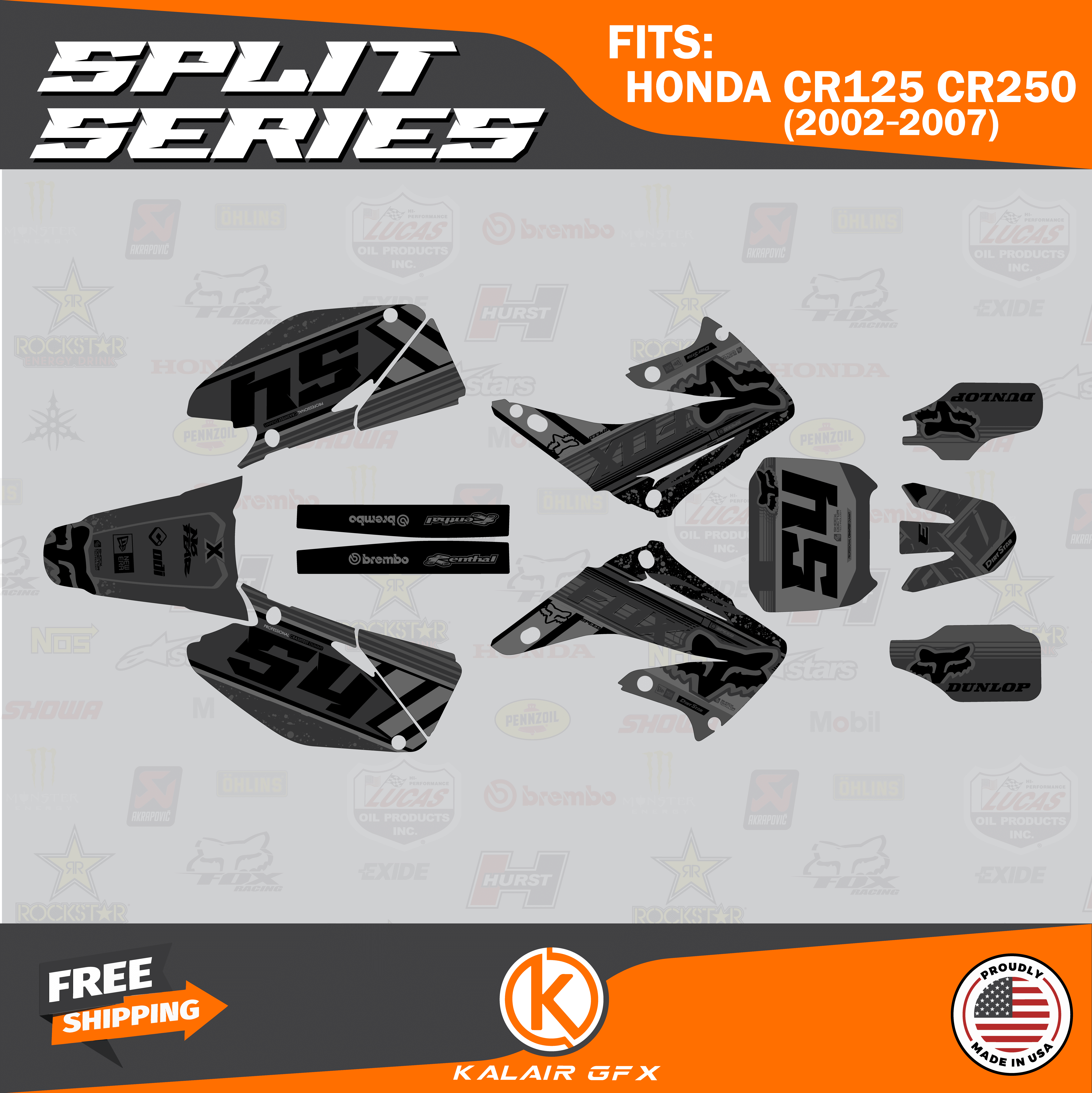 Kalair GFX Graphics Kit for Honda CR125 (2002-2007) Split Series ...