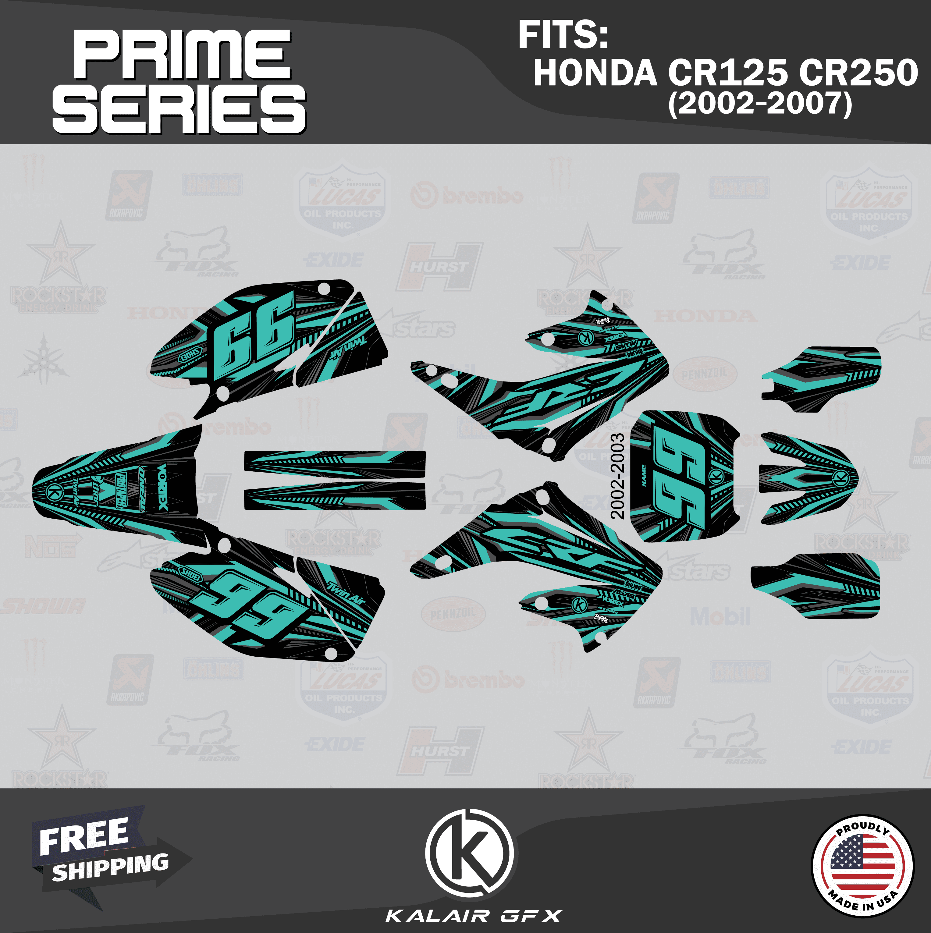 Kalair GFX Graphics Kit for Honda CR125 (2004-2007) Prime Series ...