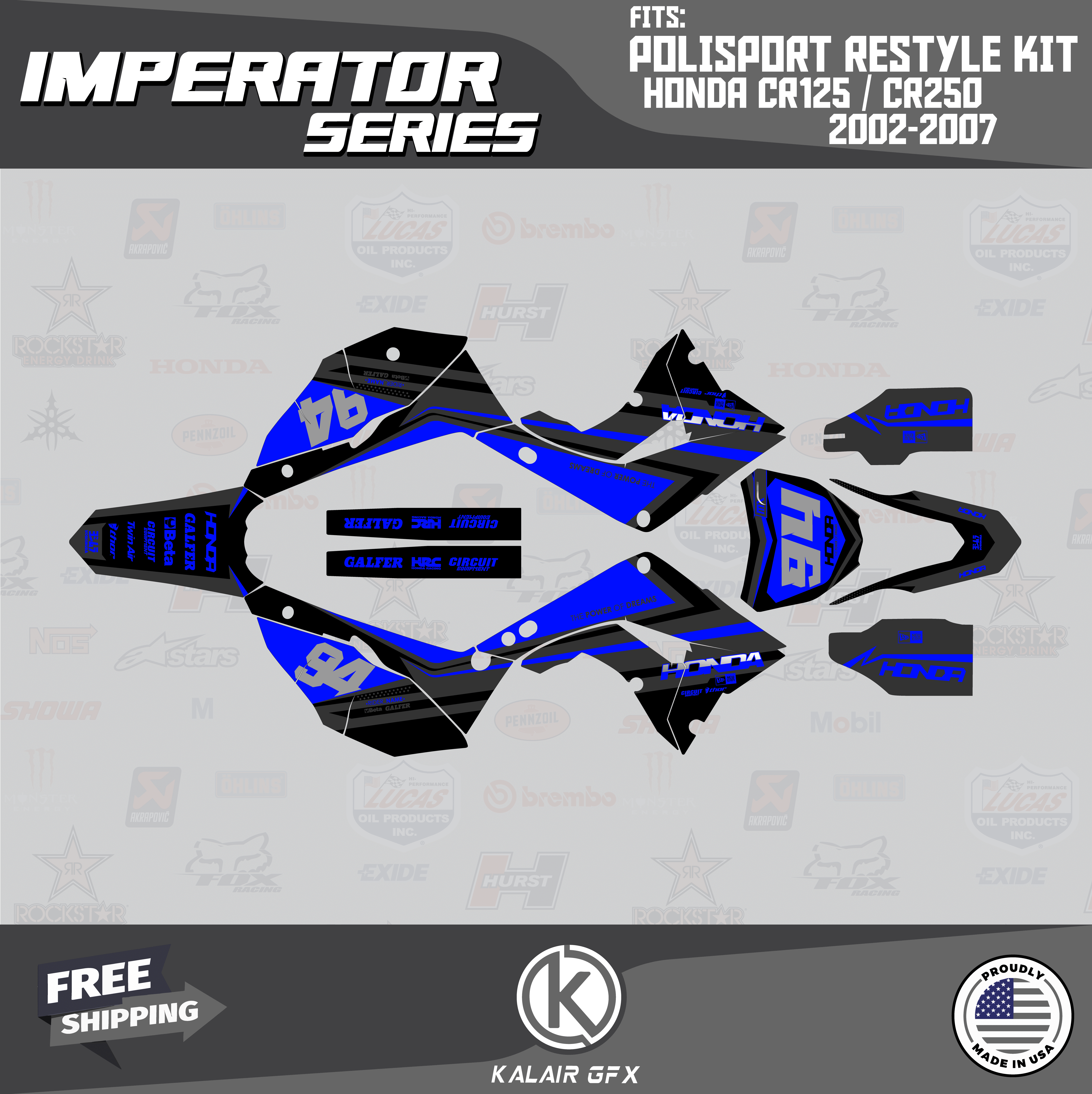 Kalair GFX Graphics Kit for Honda CR125 Polisport (2002-2007) Imperator ...