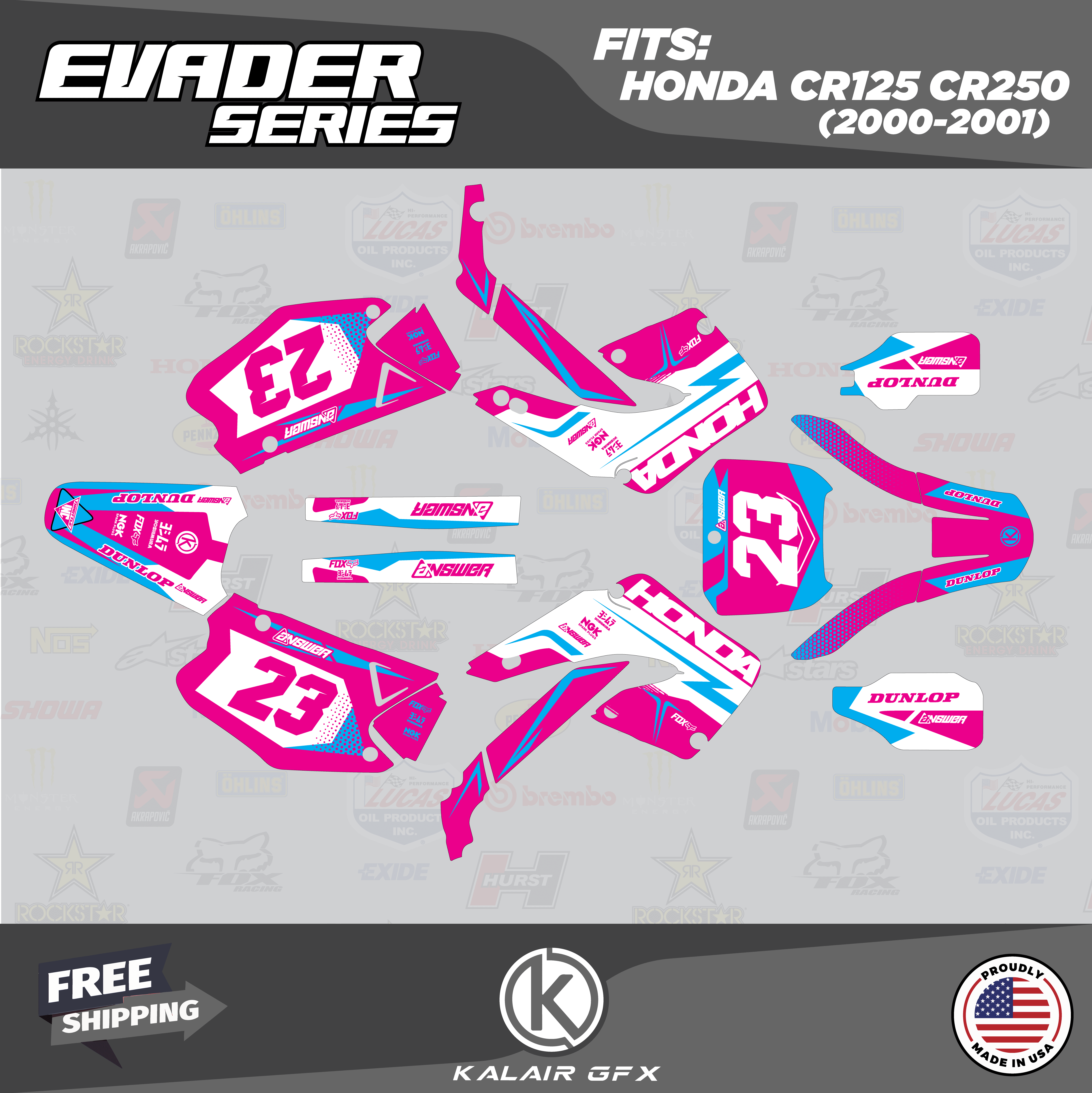 Kalair GFX Graphics Kit for Honda CR250 (2000-2001) Evader Series ...