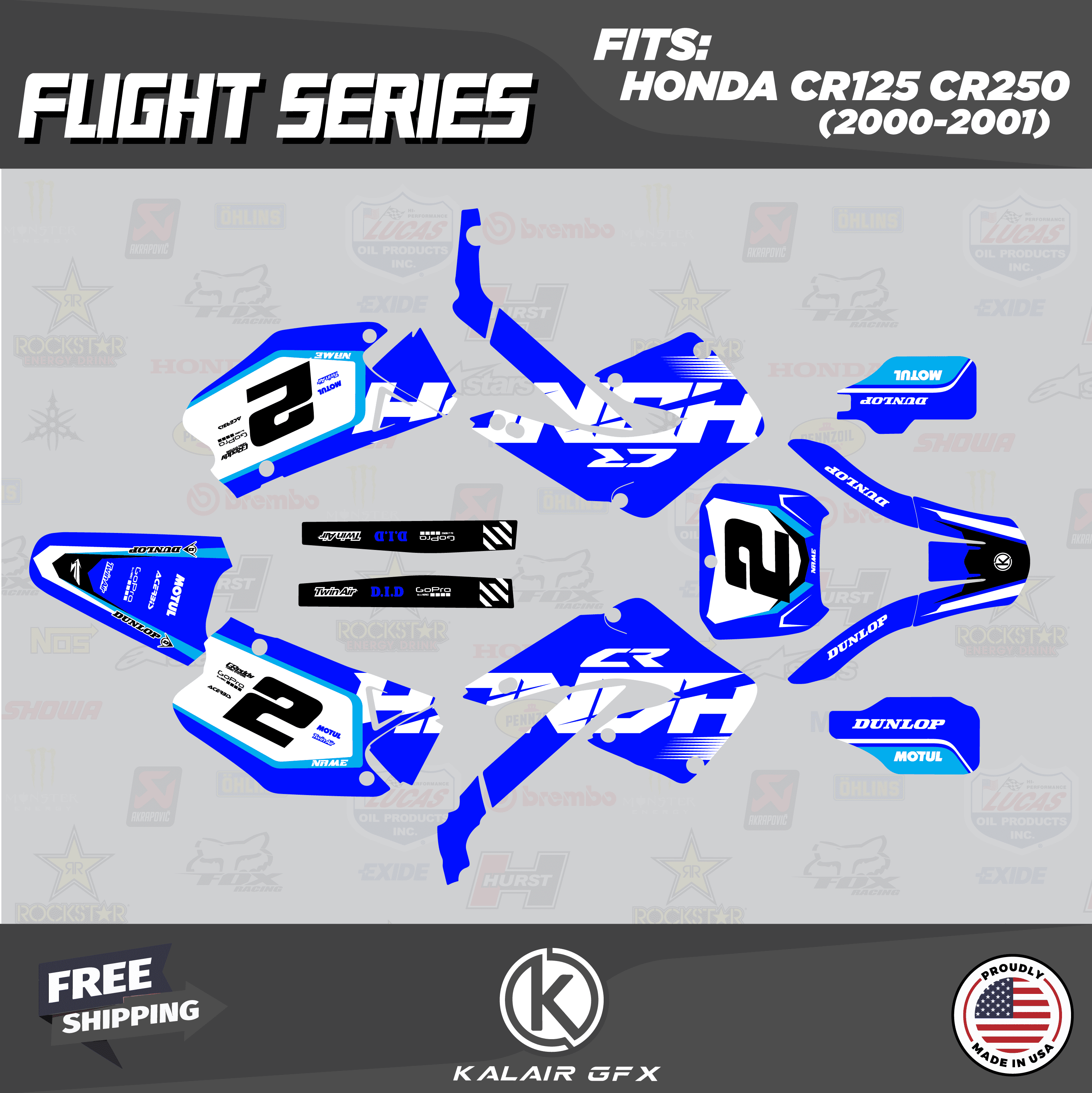 Kalair GFX Graphics Kit for Honda CR250 (2000-2001) Flight Series ...