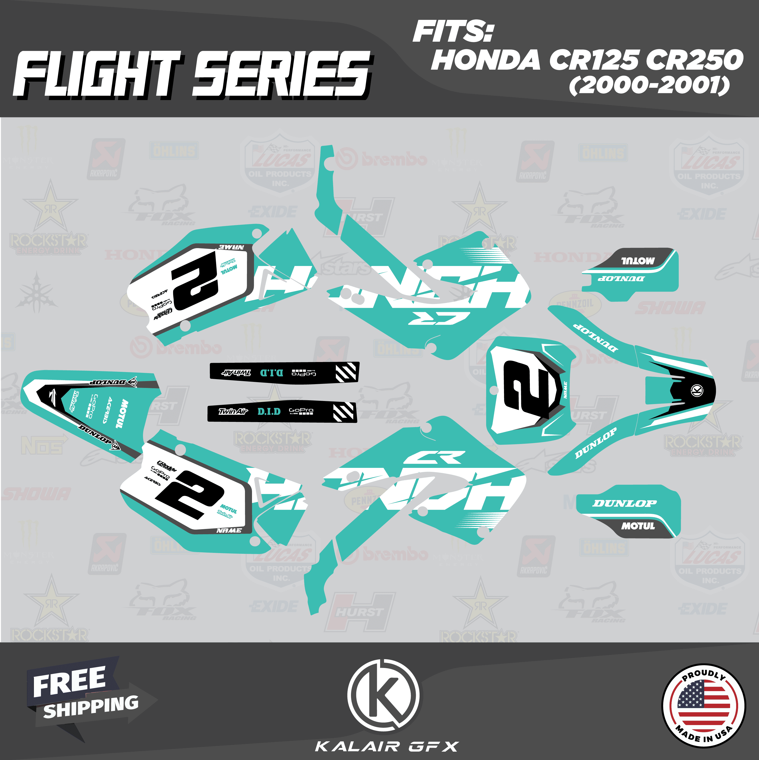 Kalair GFX Graphics Kit for Honda CR250 (2000-2001) Flight Series ...