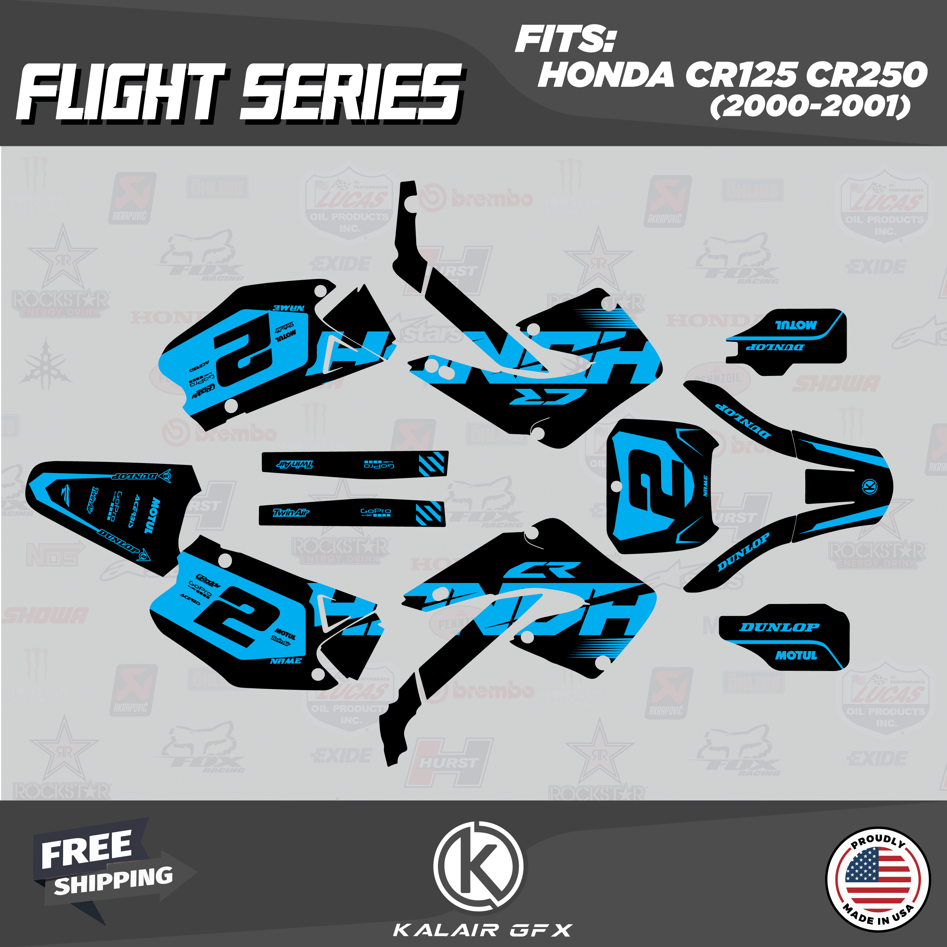 Kalair GFX Graphics Kit for Honda CR250 (2000-2001) Flight Series ...